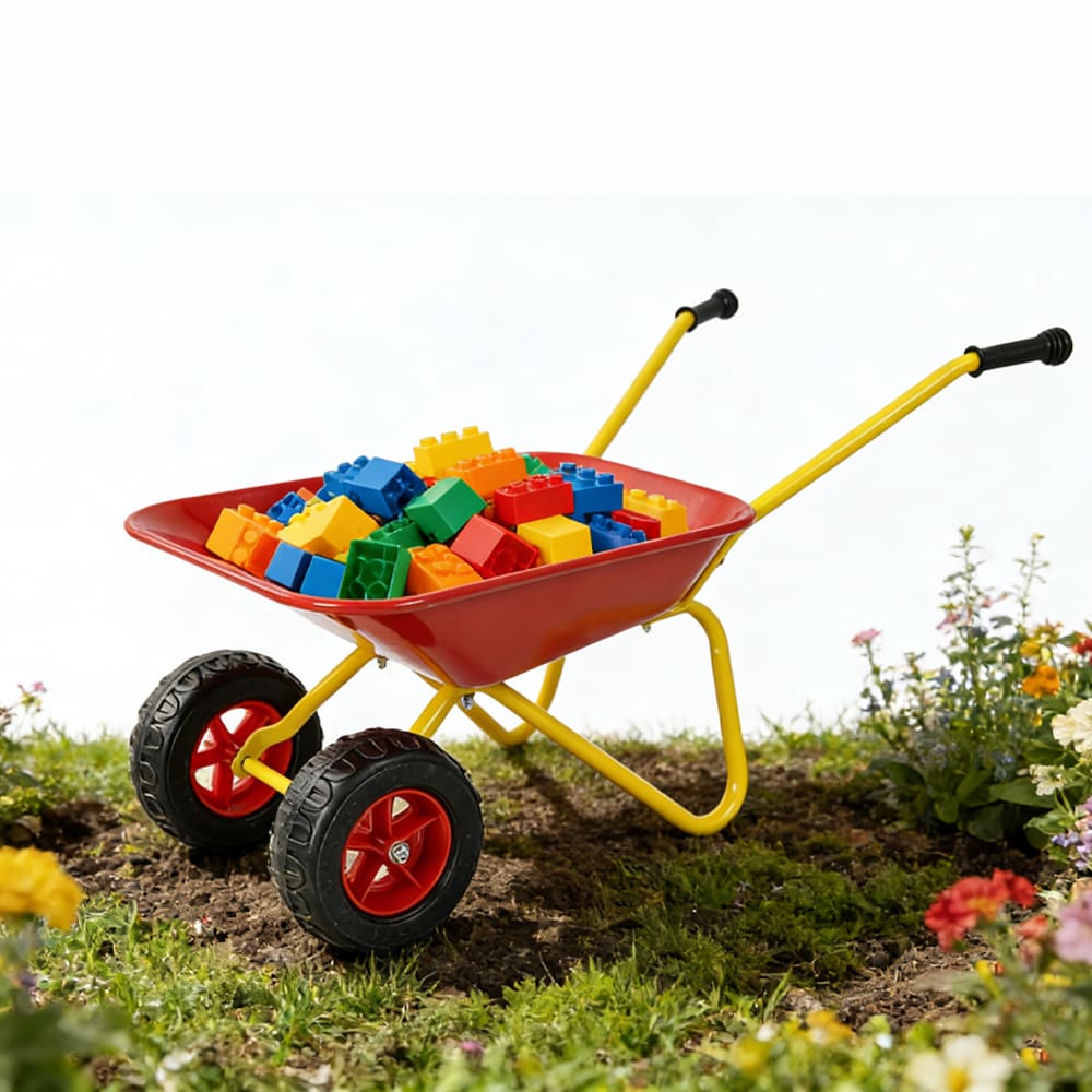 Anysun Kids Garden Wagon Cart Red and Yellow Metal Two Wheel Trolley 33 ...