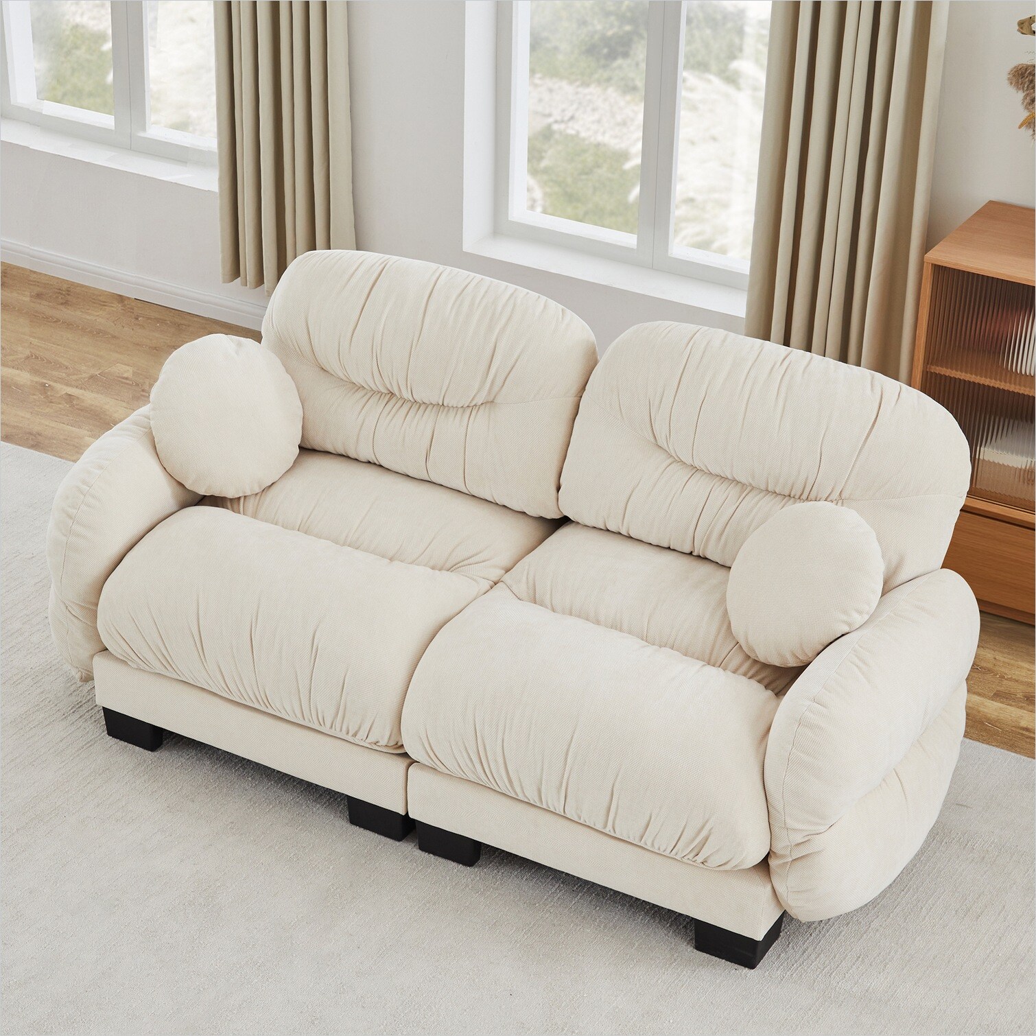 Naturefalls Modular 2-Seater Sofa with Ergonomic Foam Seat Pleated ...