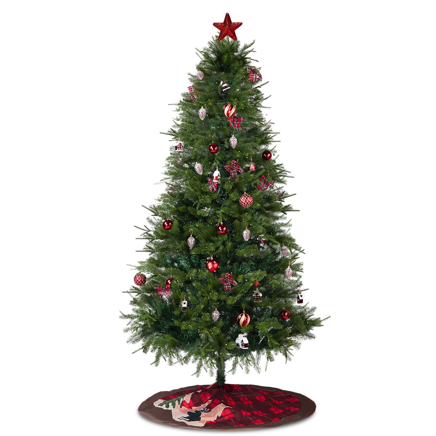 Upsimples 7.5FT Green Pre Lit Christmas Tree 950 PE PVC Branch Tips 400 ...