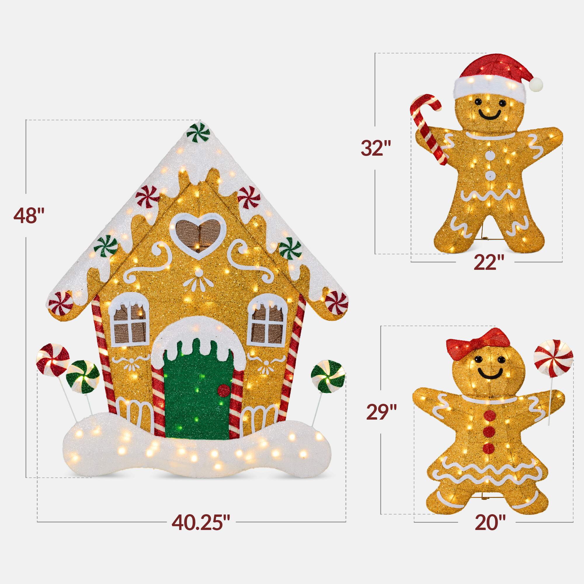 Best Choice Products 3pc Gingerbread Man Family 2D Christmas Yard Decor ...