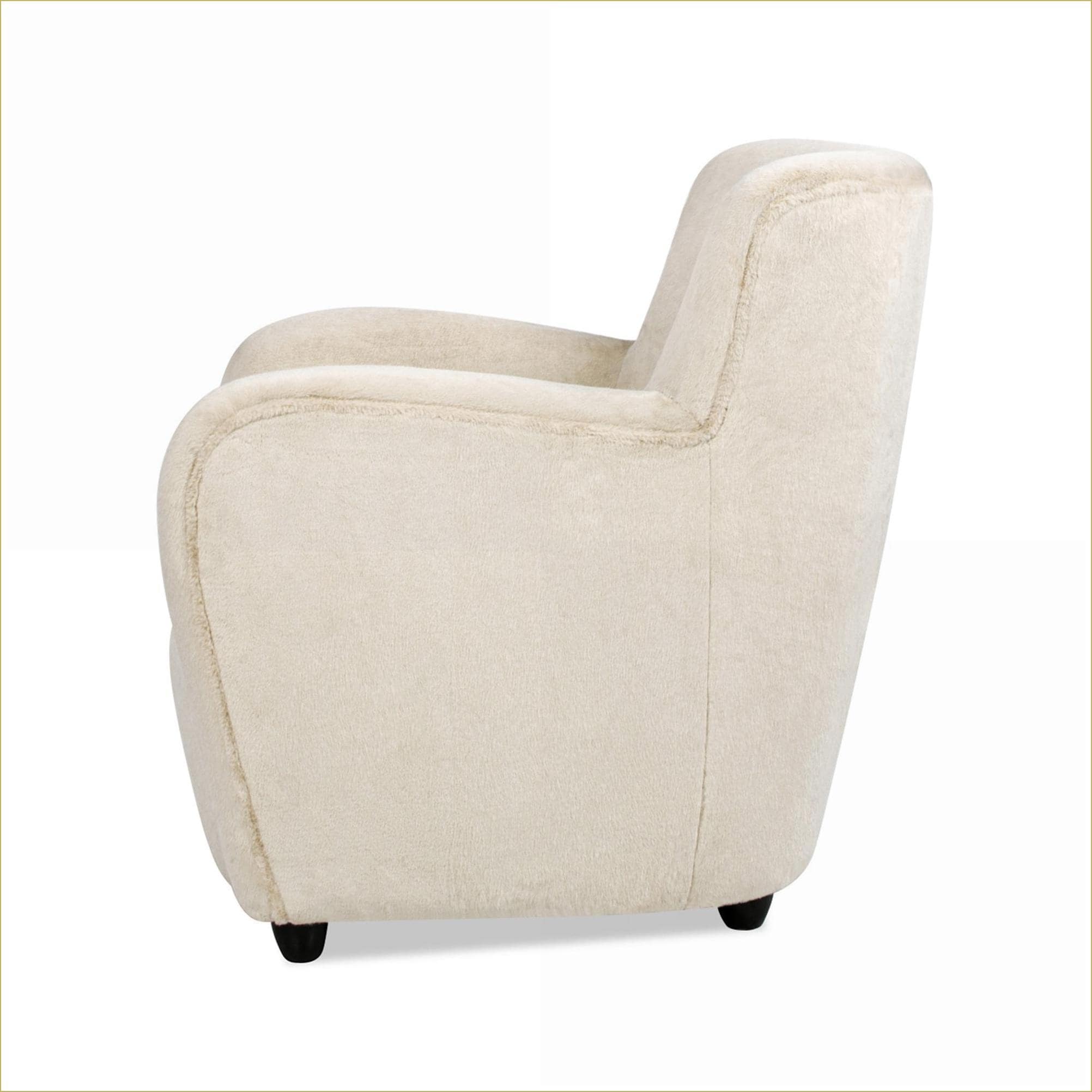 Watnature Wolffe 32 Curved Arm Accent Chair for Adults Plush Cream Faux ...
