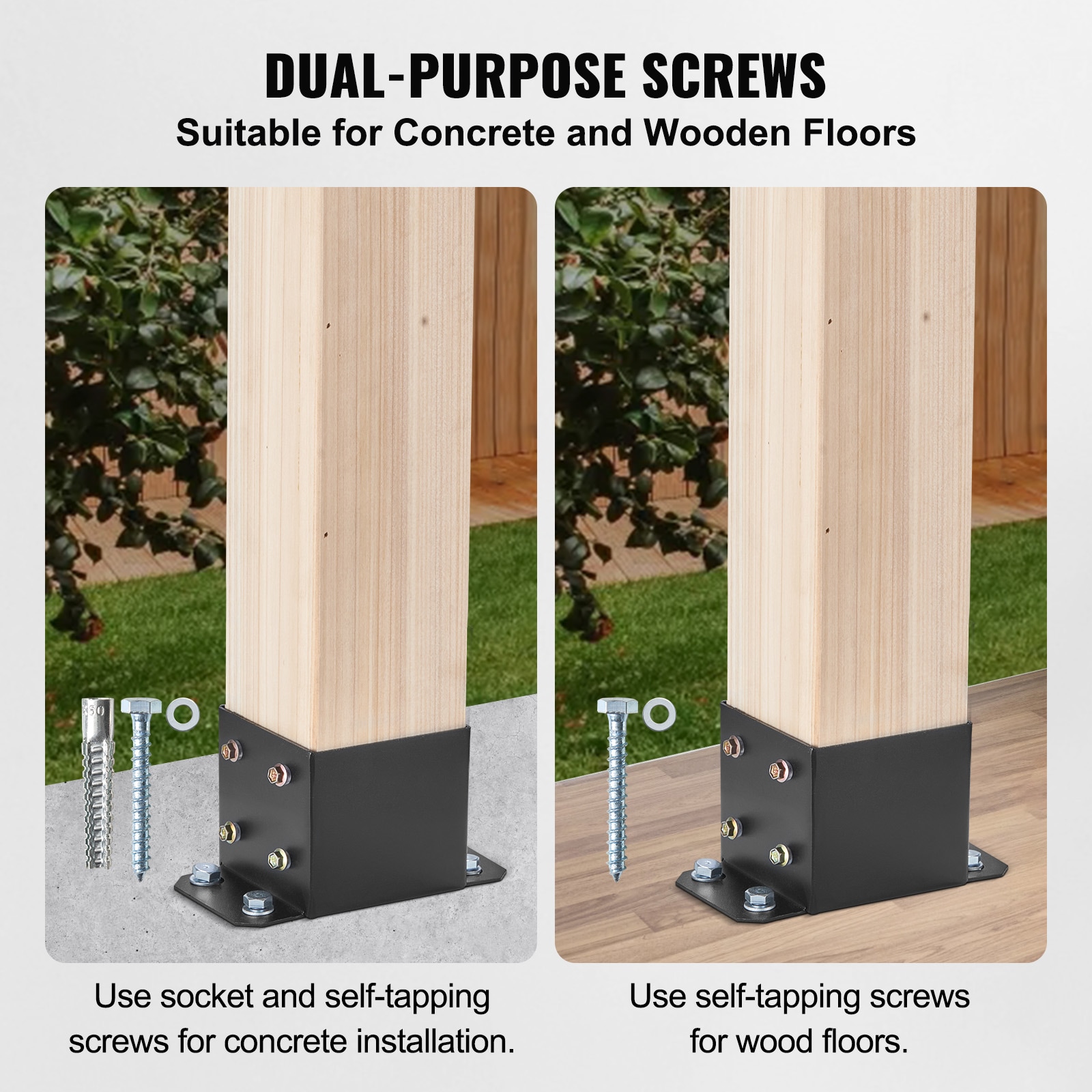 VEVOR Post Base Brackets 6-in Black Carbon steel Post base bracket 4 ...