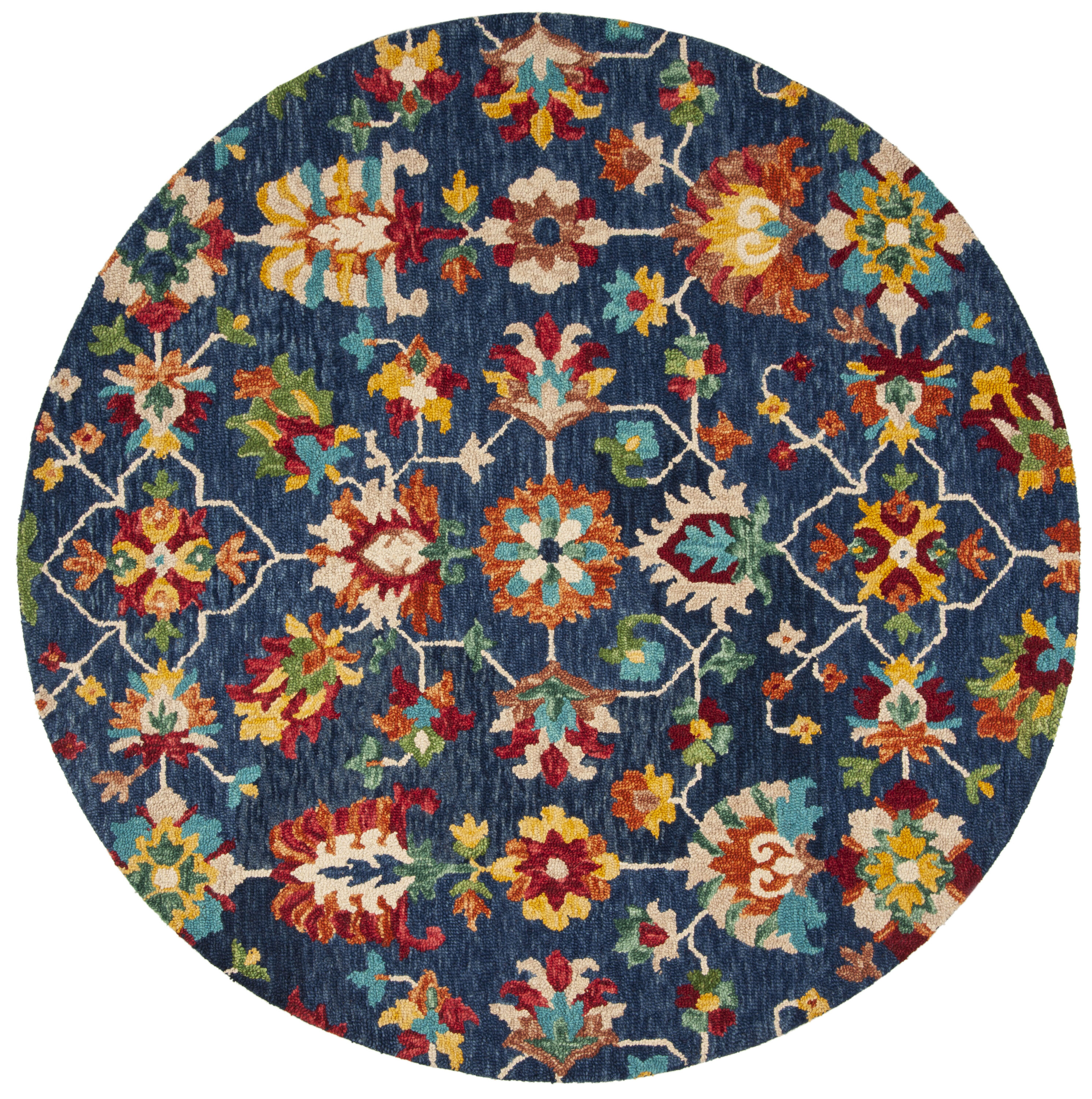 Safavieh Aspen 510 Navy/Red Traditional 7ft x 7ft Round Rug in the Rugs ...