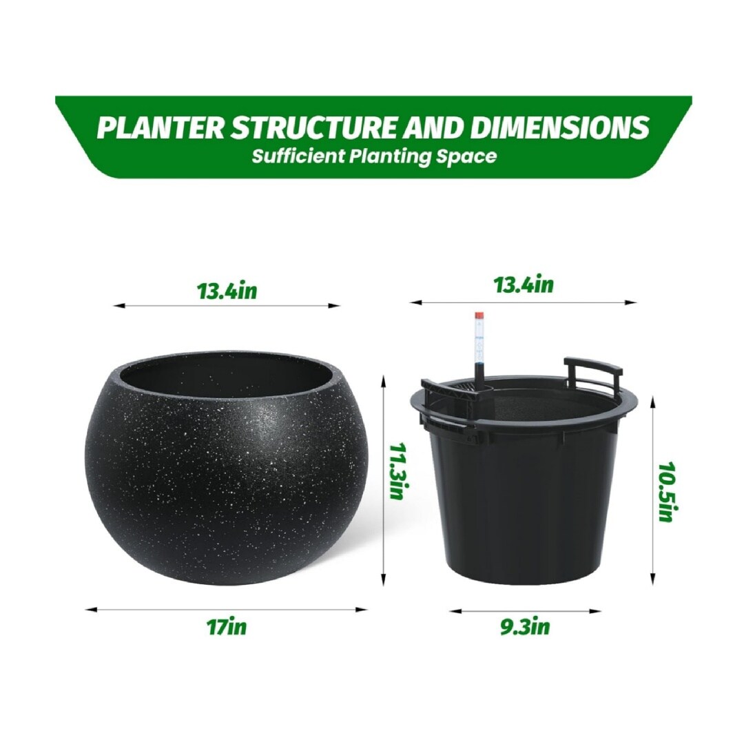 Qeetex Round Self Watering Planters Indoor Outdoor Built In Drainage ...