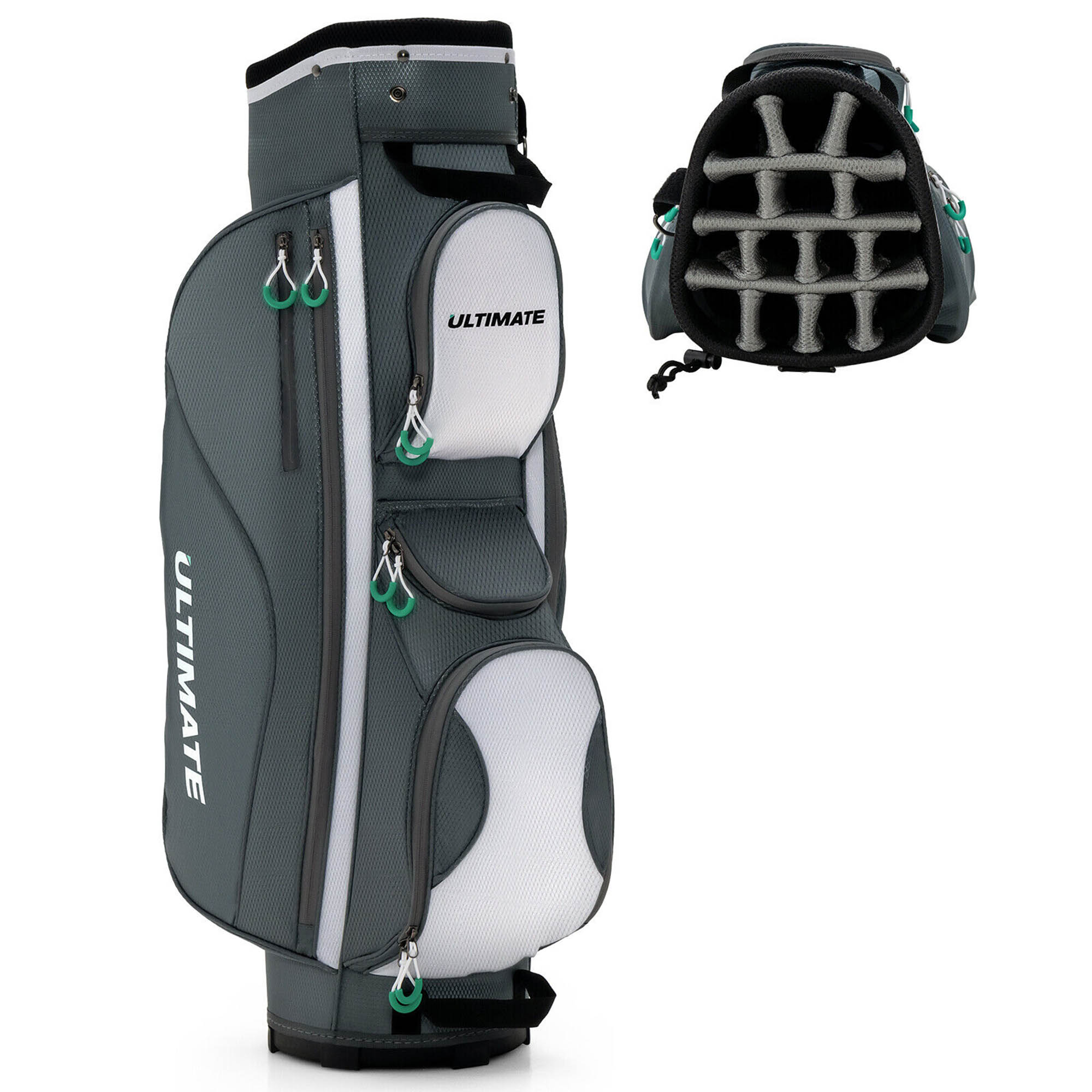 Costway 14 Dividers Golf Cart Bag with 7 Zippered Pocket Cooler Bag ...