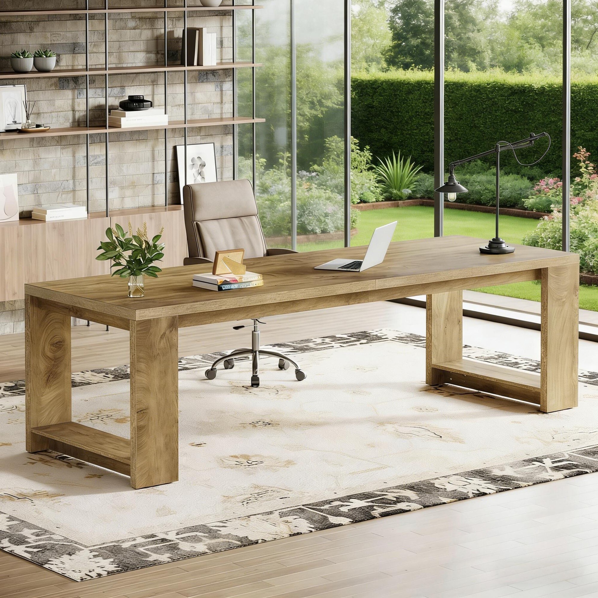 ASTARTH 86 Inch Two Person Desk Long Computer Desk Conference Table ...