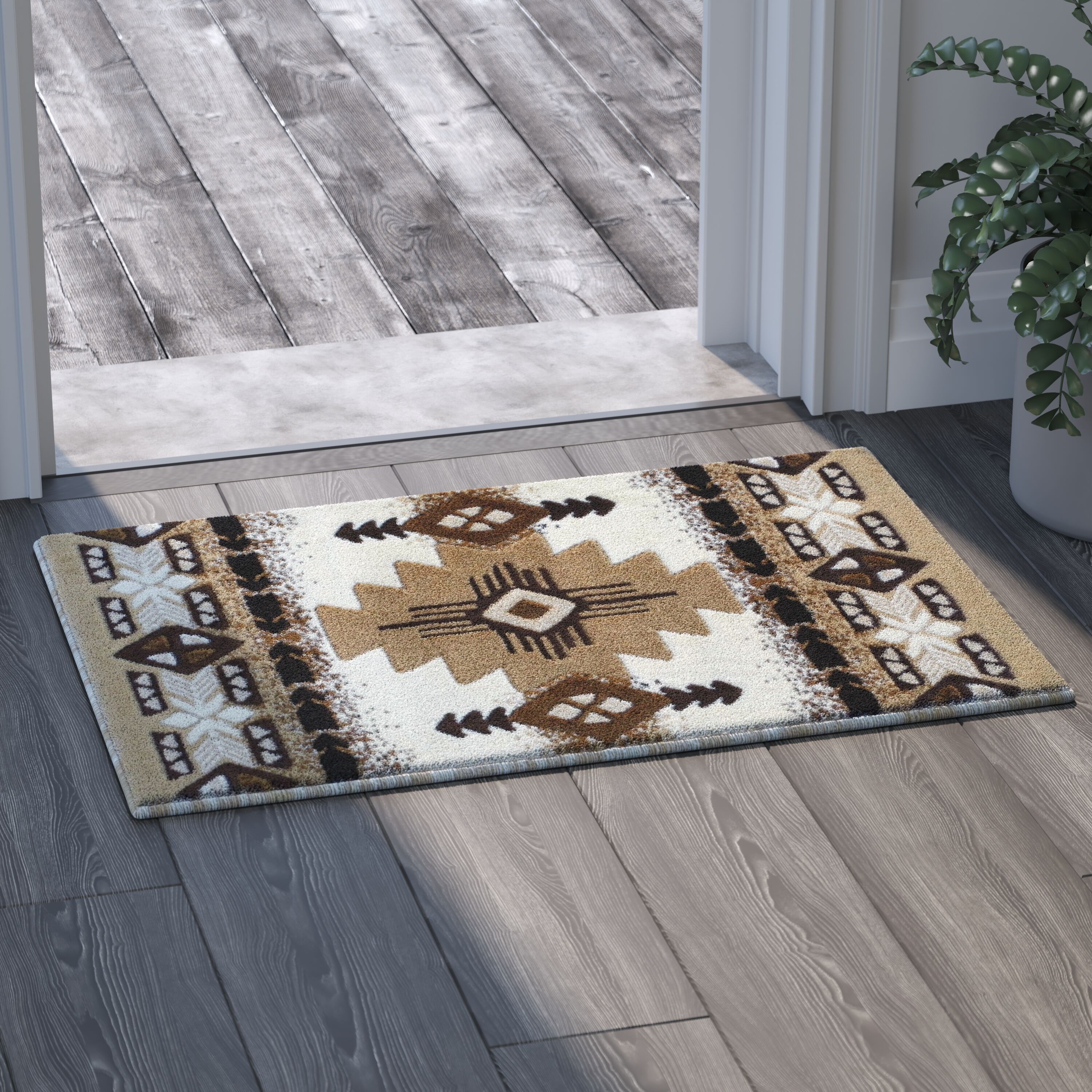 Emma + Oliver Santa Fe 2x3 Ivory Olefin Accent Rug with Complementary ...