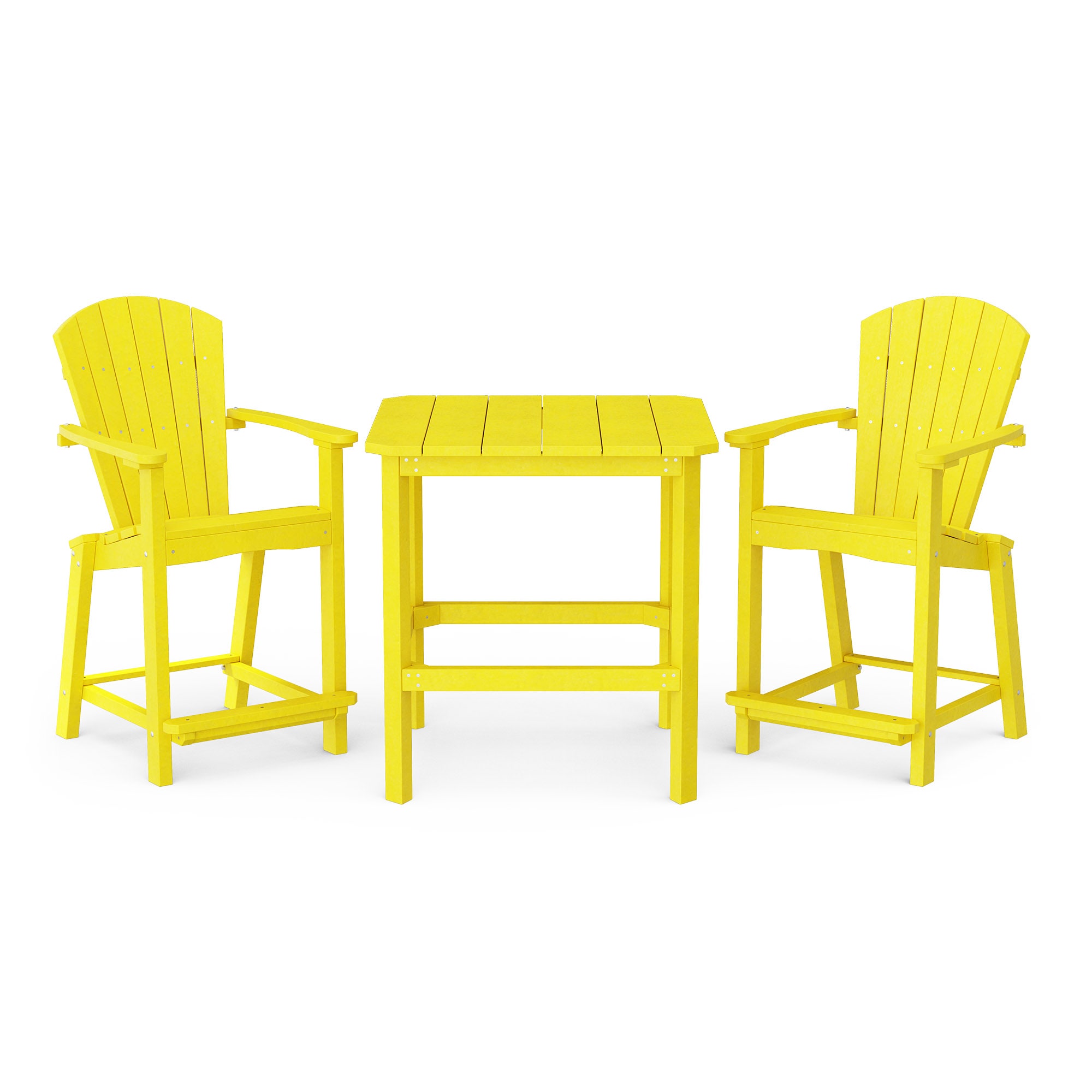 Wildridge Classic 3 -Piece Lemon Yellow Counter height HDPE Square ...