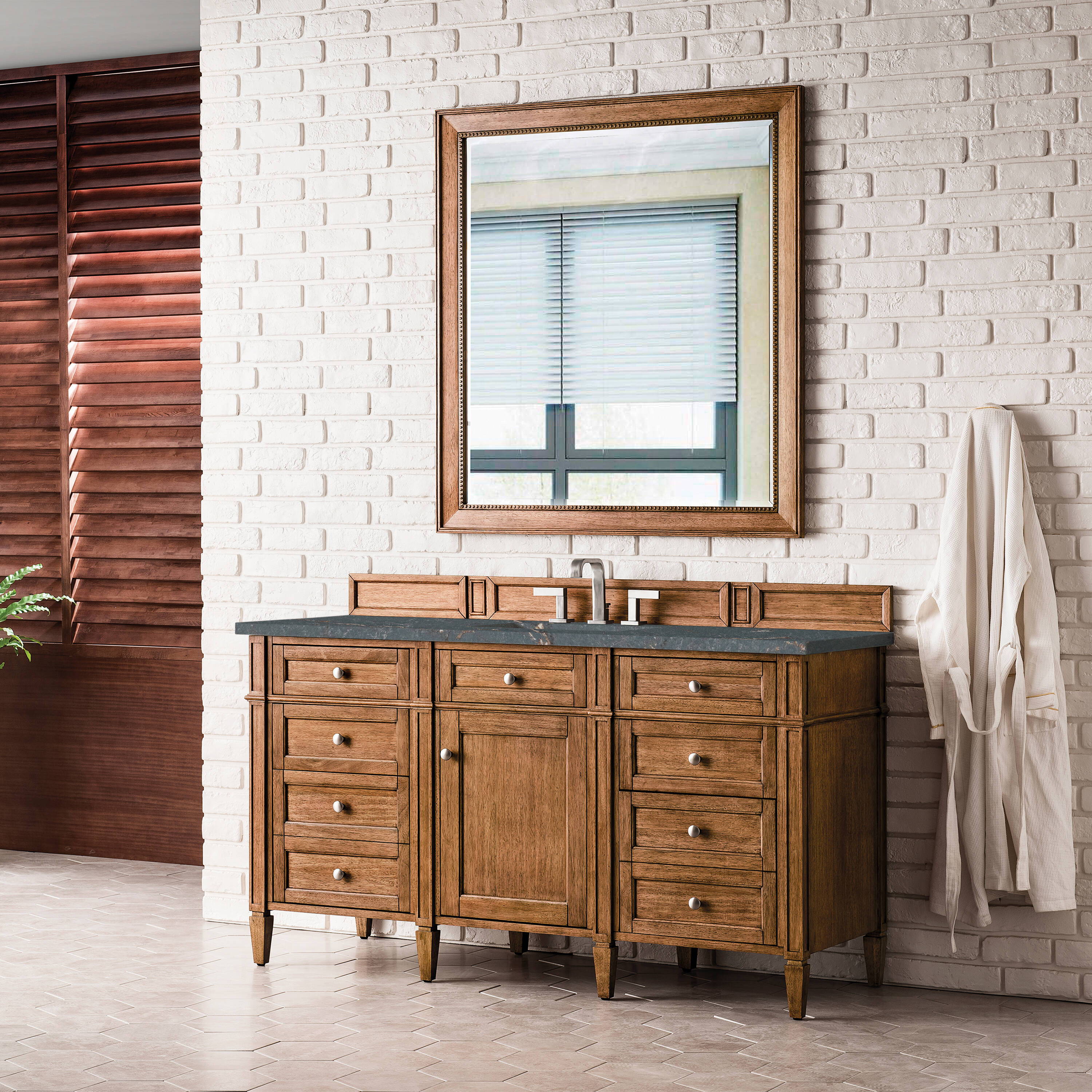 James Martin Vanities Brittany 60-in Saddle Brown Undermount Single ...