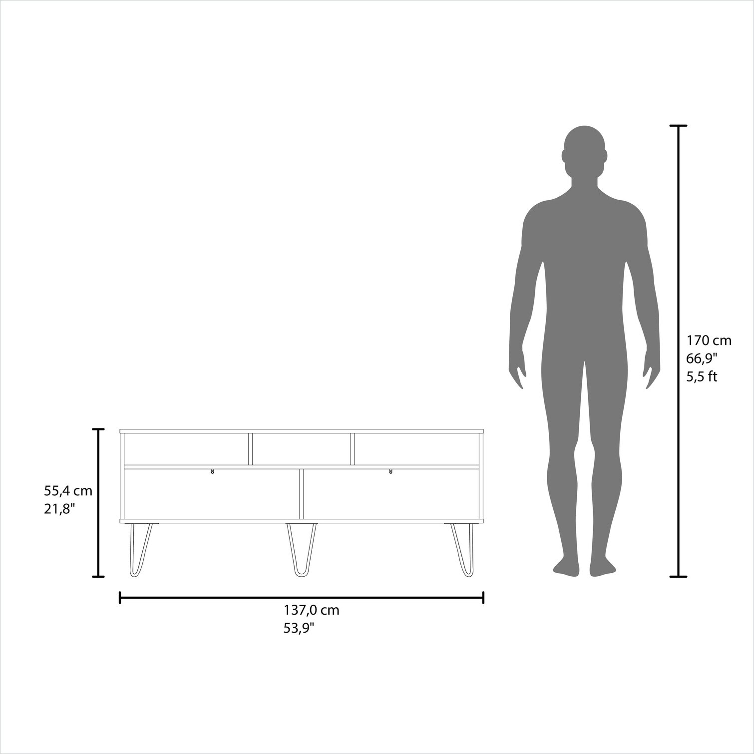 Watnature Particle Board TV Stand in White Finish with Open Shelves ...