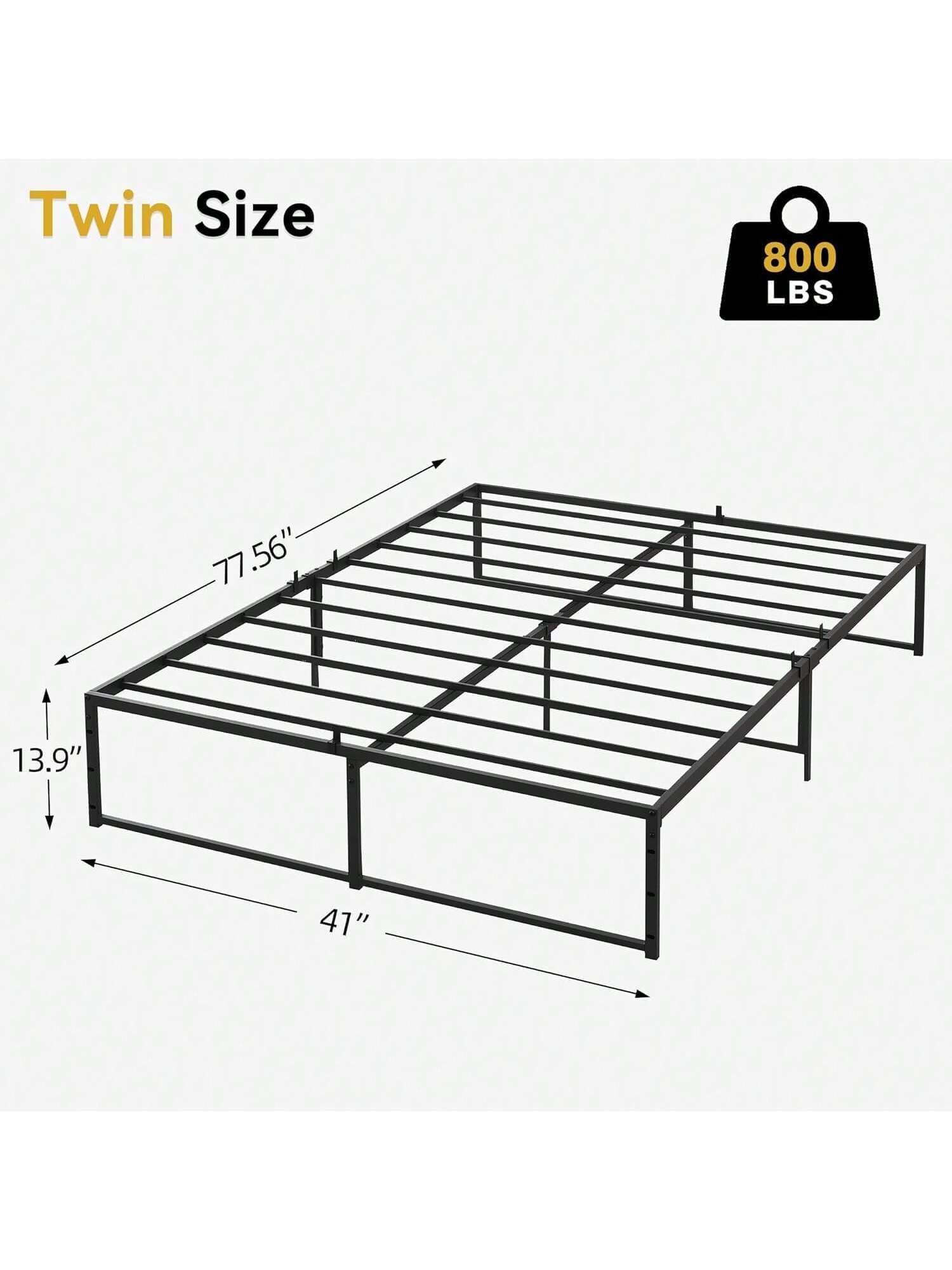 Qeetex Twin/Full/Queen Size Metal Bed Frame, Platform Bed Frame 13 Inch ...