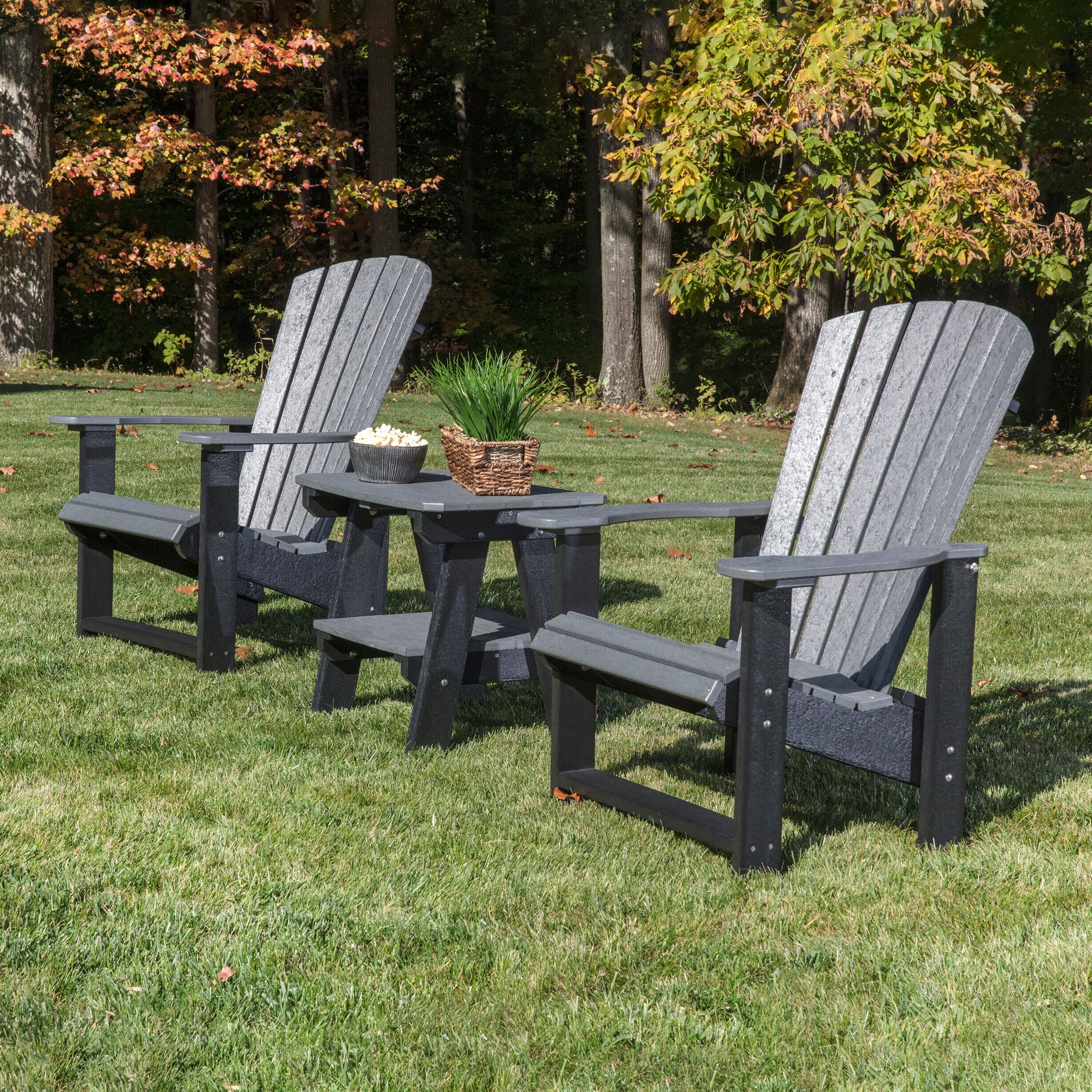 Wildridge Heritage Upright Black Hdpe Frame Stationary Adirondack Chair ...