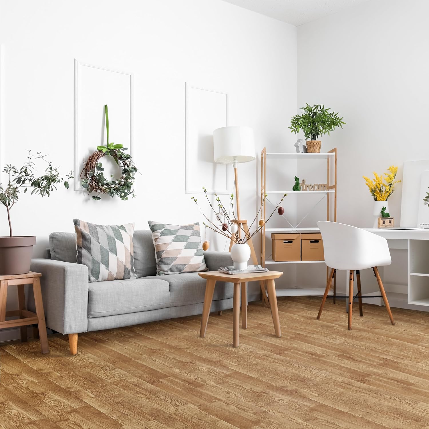 SORBUS 12 Tiles 48 Sq ft Wood Grain Interlocking Floor Foam Tile Mats ...