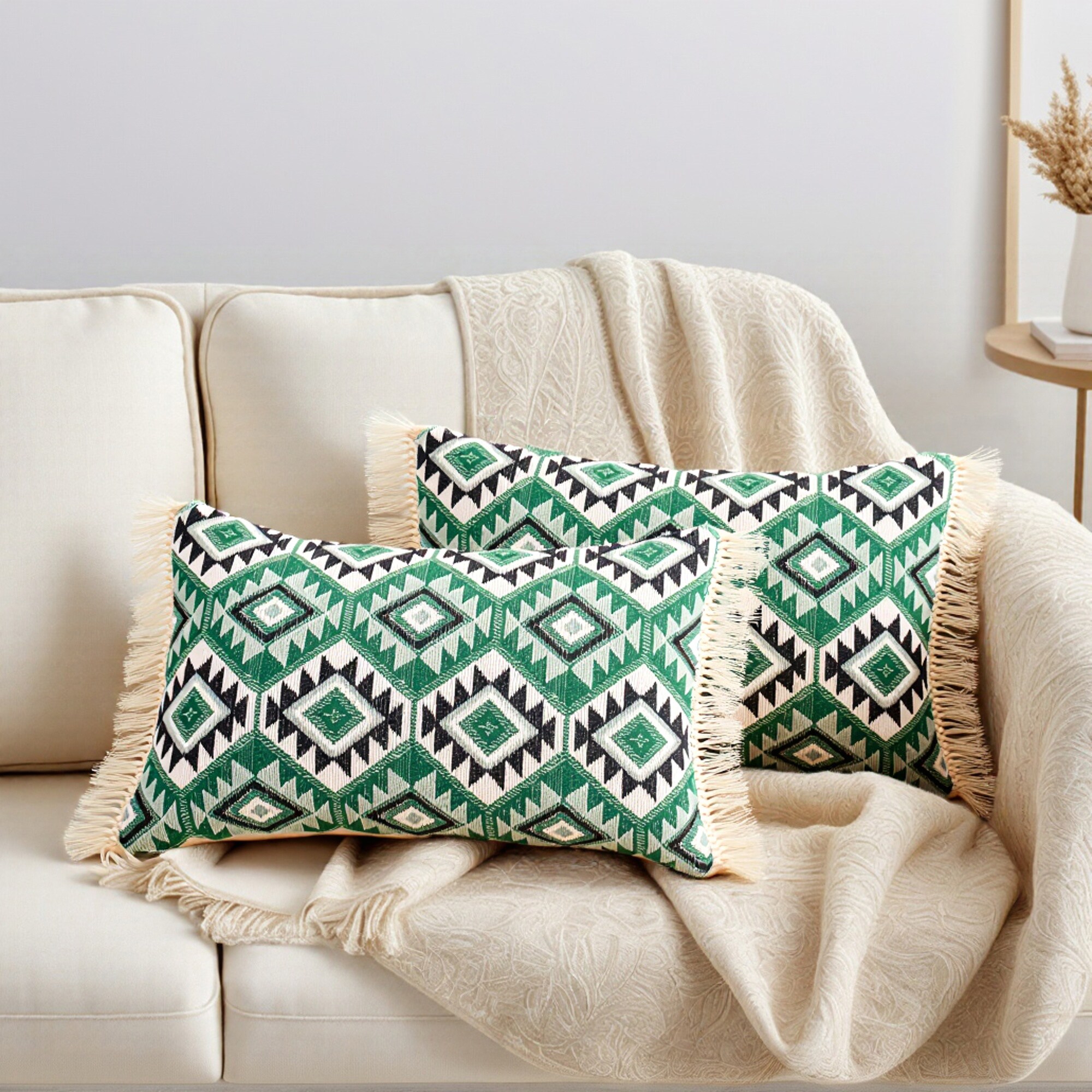 Unique Bargains 2pcs Boho Throw Pillow Covers Geometric Pattern Cushion ...