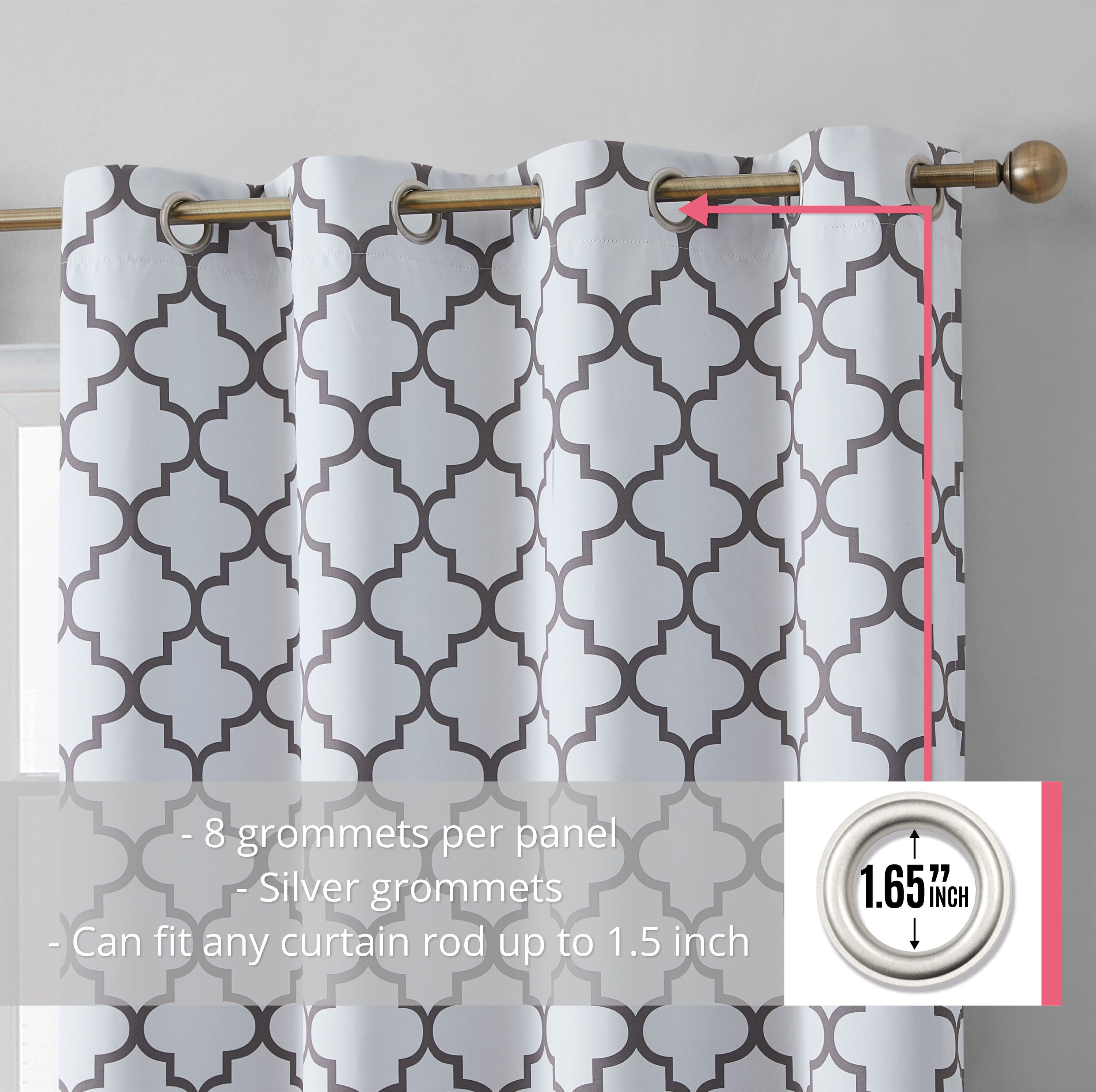 HLC.me Royal Lattice Decorative Room Darkening Grommet Window Drapes ...