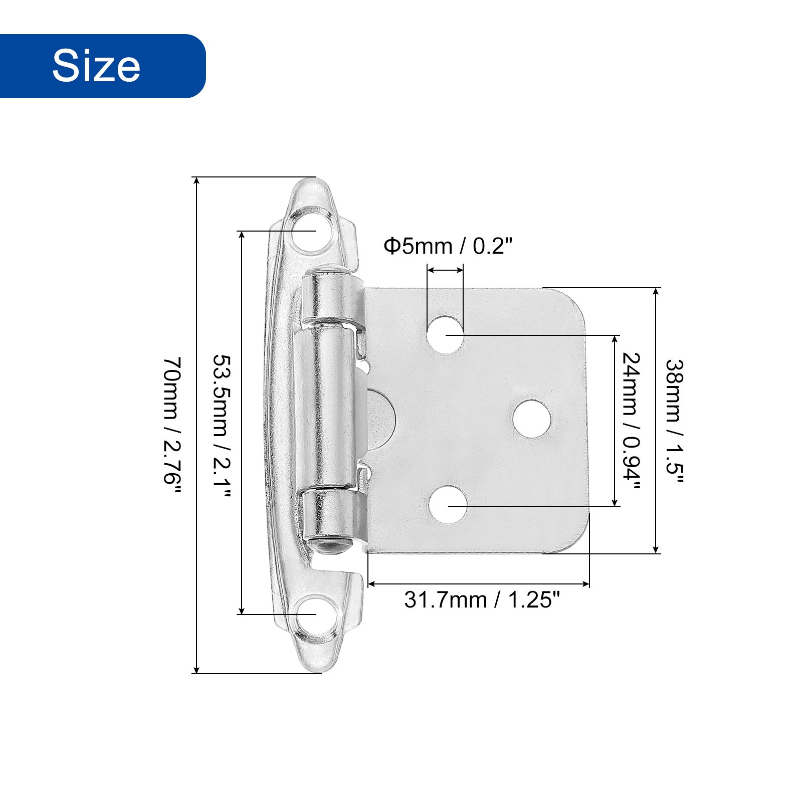 Unique Bargains Cabinet Kitchen Inset Hinges 30pcs 1/2 Inch Overlay Semi-Concealed Hinges Face ...