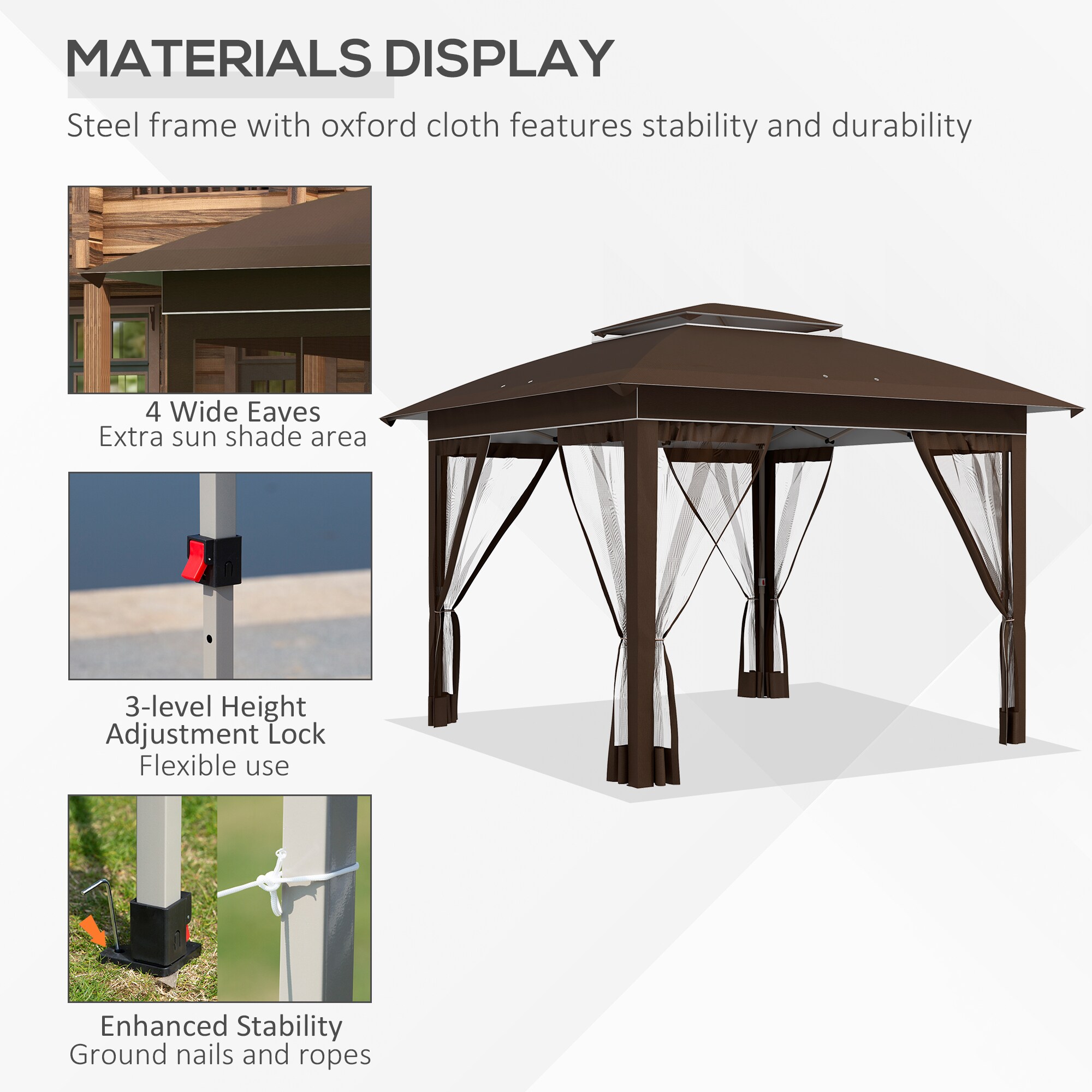 Maocao Hoom 11.5-ft x 11.5-ft Square Brown Standard canopy in the ...