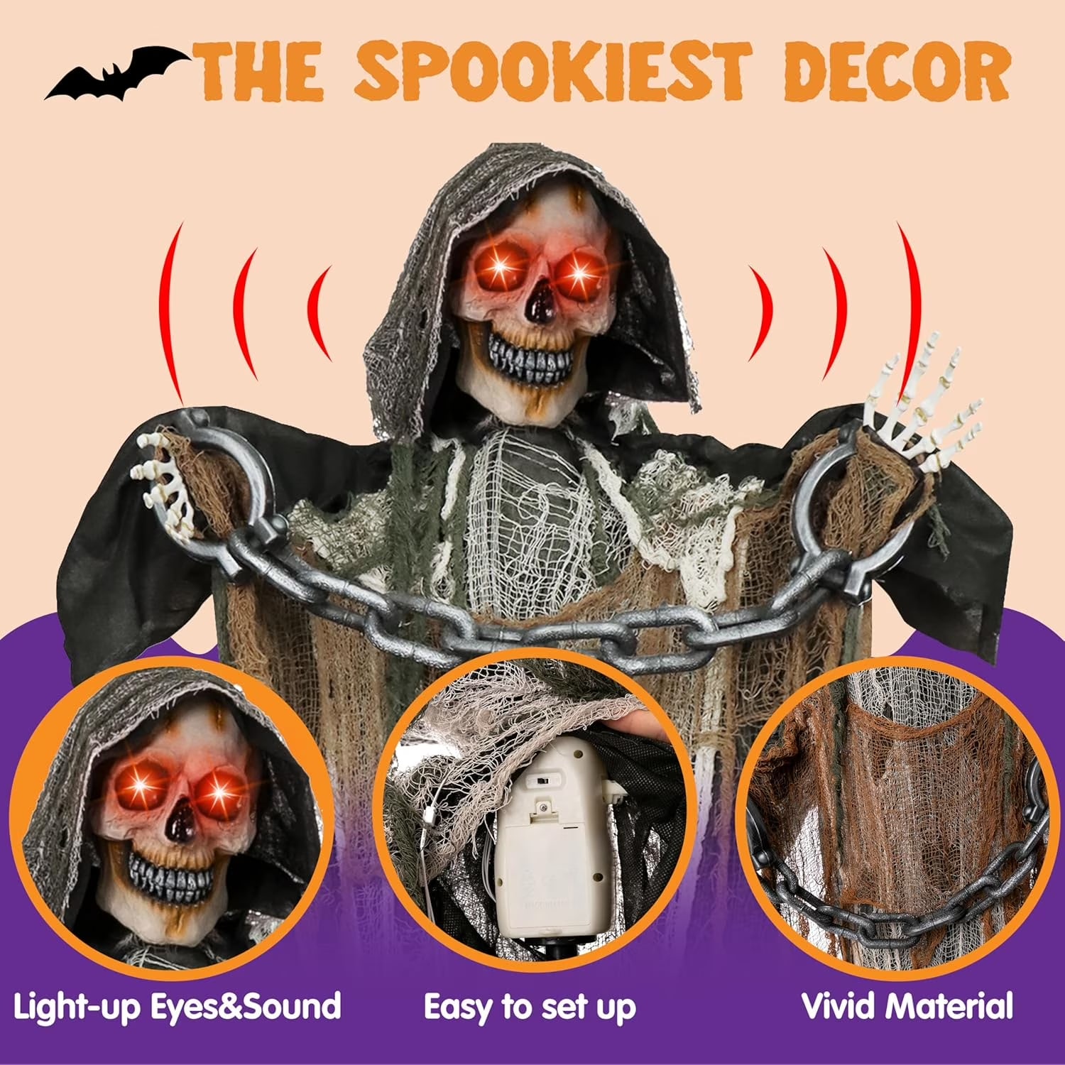Joyfy 67 Halloween Decorations Outdoor Life Size Animatronics Grim ...