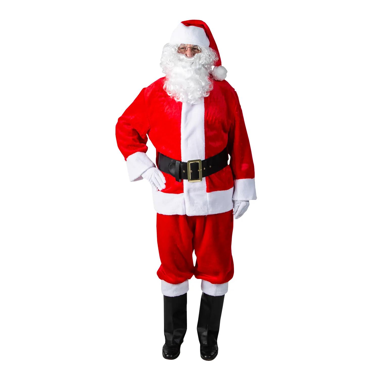 Halco Adult Men's 10-Piece Deluxe Plush Santa Suit Costume - Large at ...