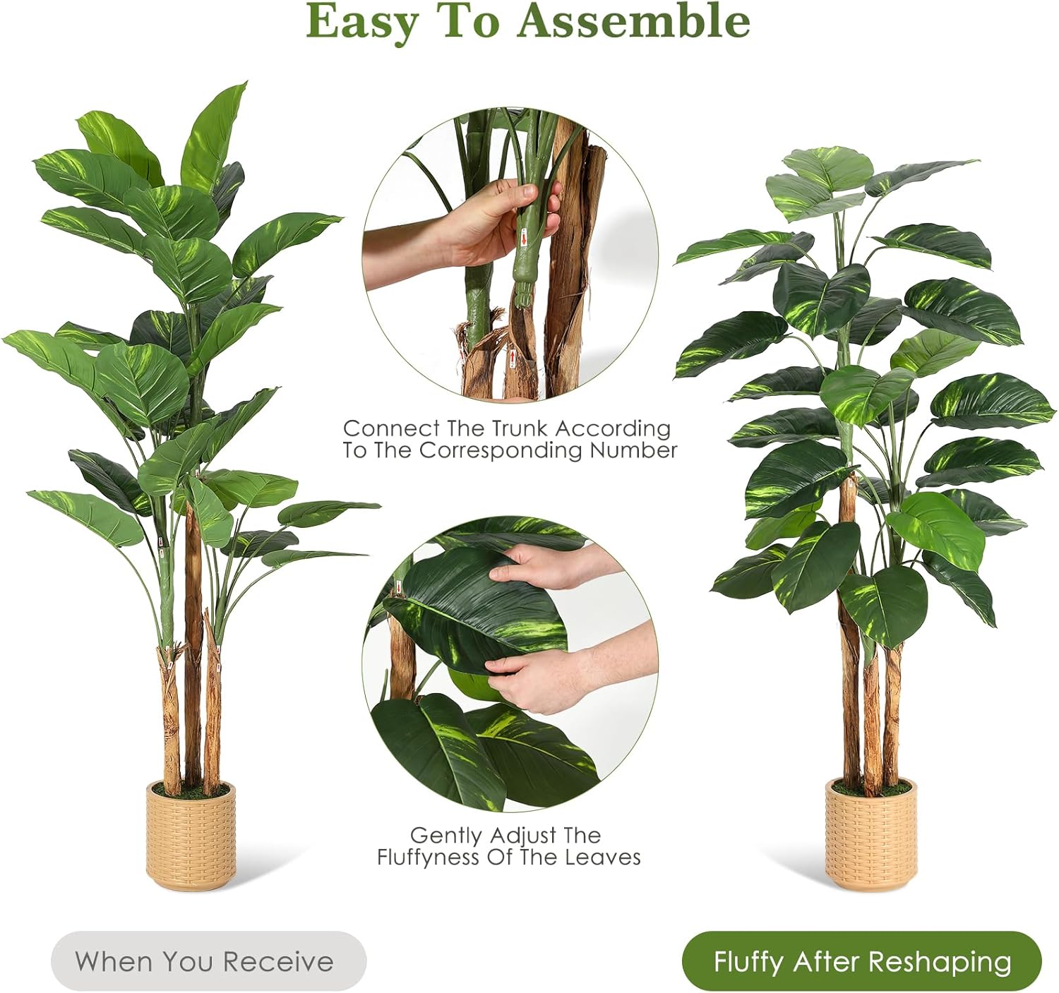 Garvee Artificial Plant Indoor 6 ft Fake Tree with Decorative Planter ...