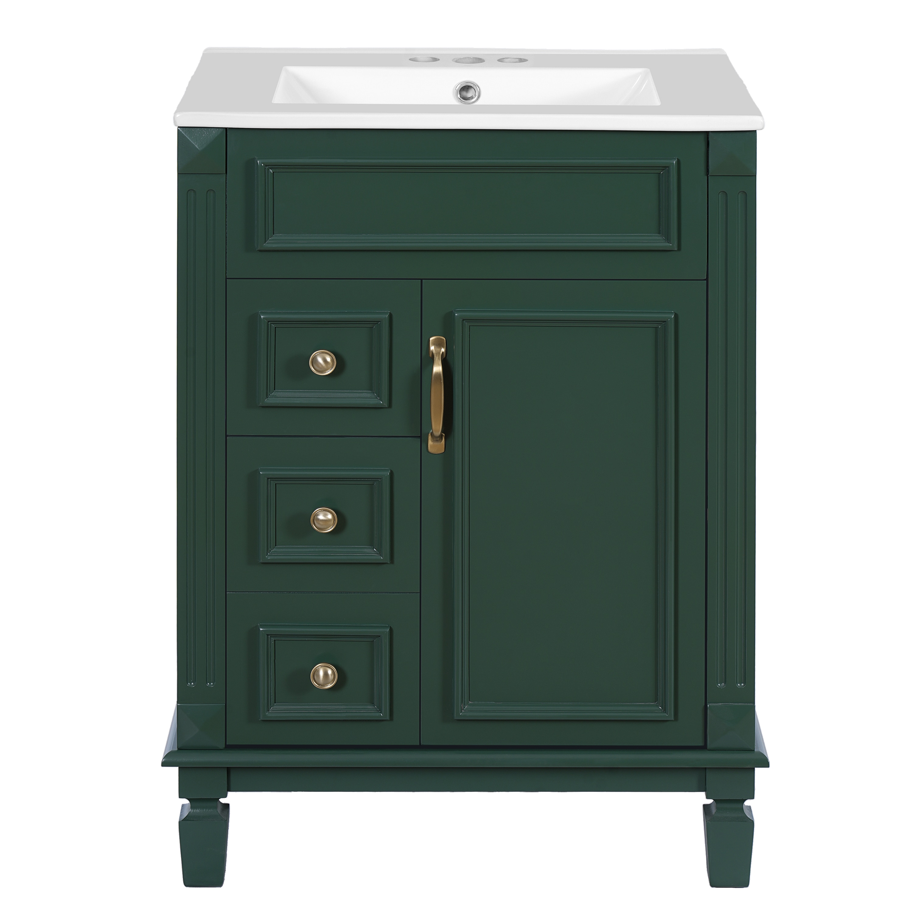Iseryn 24-in Green Undermount Single Sink Bathroom Vanity with White ...