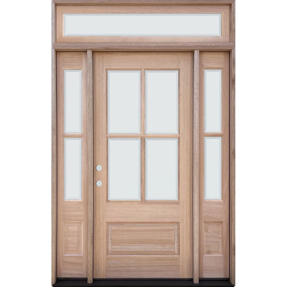 Wood Single door with sidelights and transom Front Doors Near Me at ...