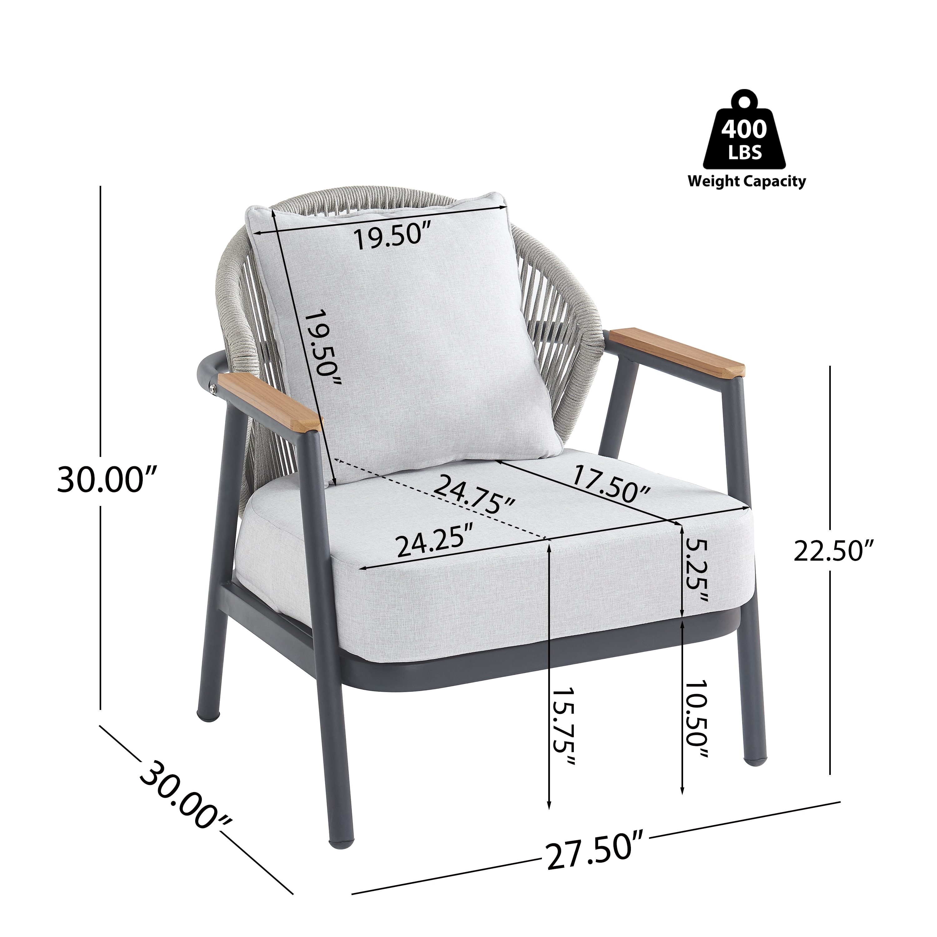 Christopher Knight Home Orla Outdoor Modern Rope Club Chair 2 with Iron ...