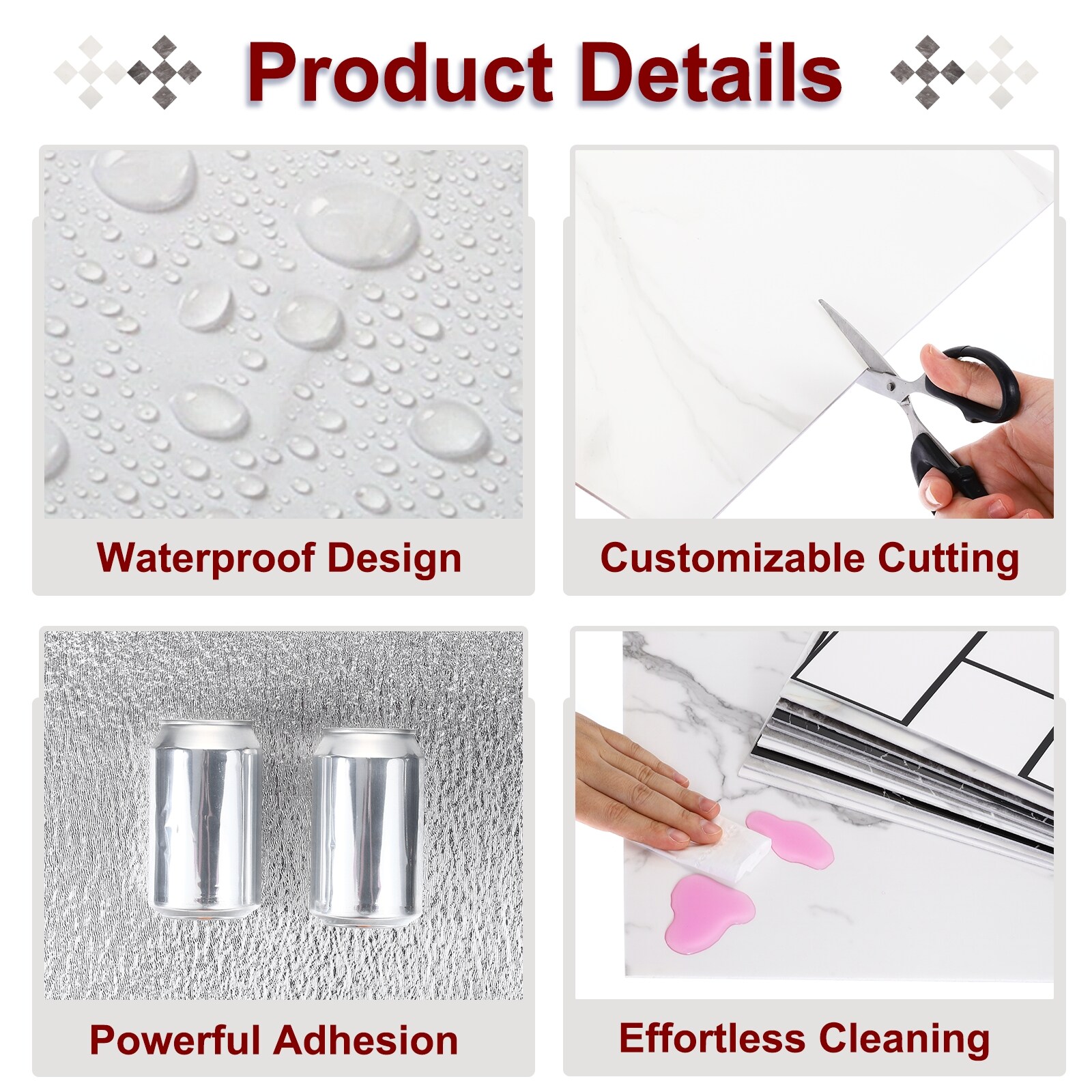 Harfington 15pcs Peel and Stick Marble Tiles Waterproof Wall Panel ...