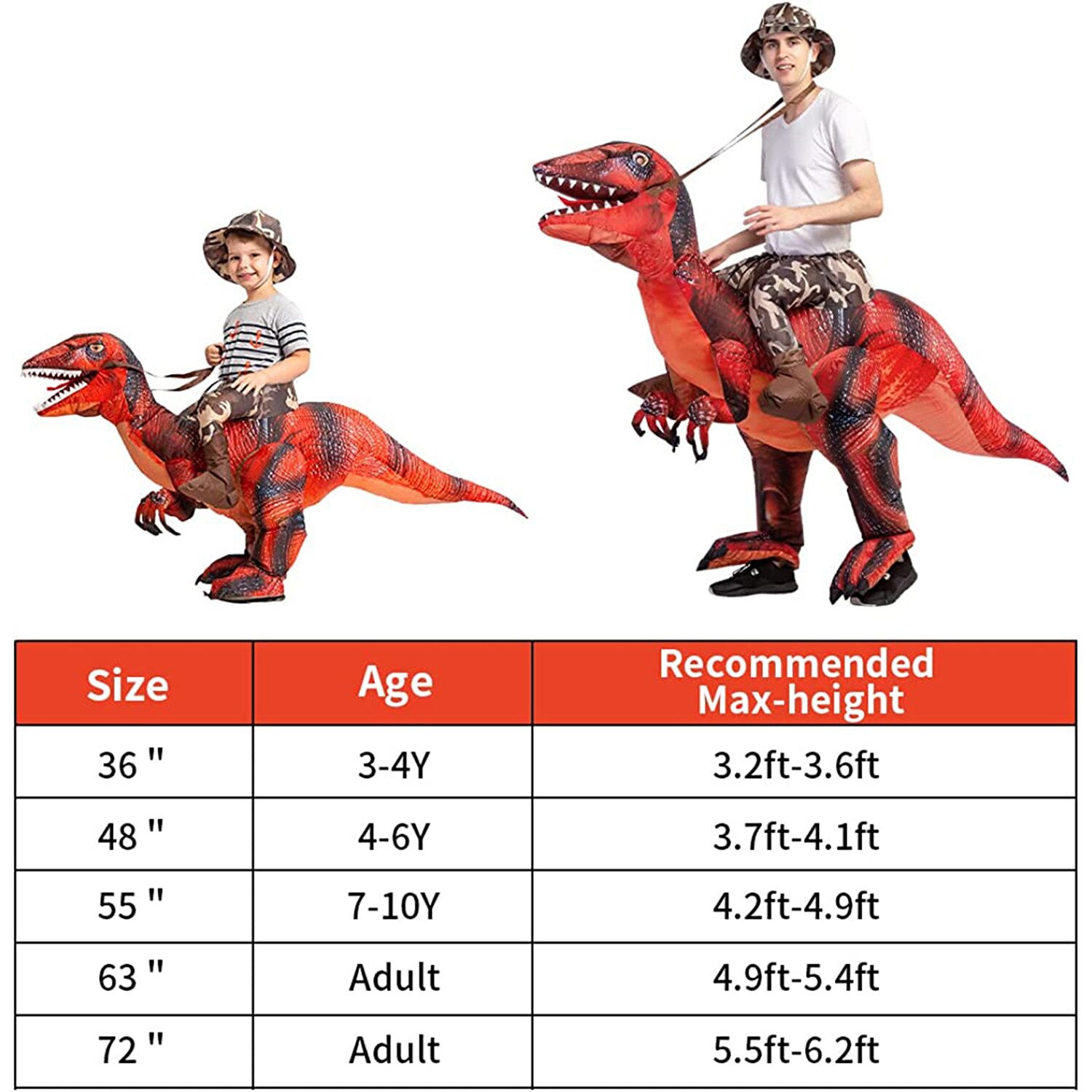GOOSH GOOSH 48 inch Inflatable Dinosaur Costume for Kids Halloween ...