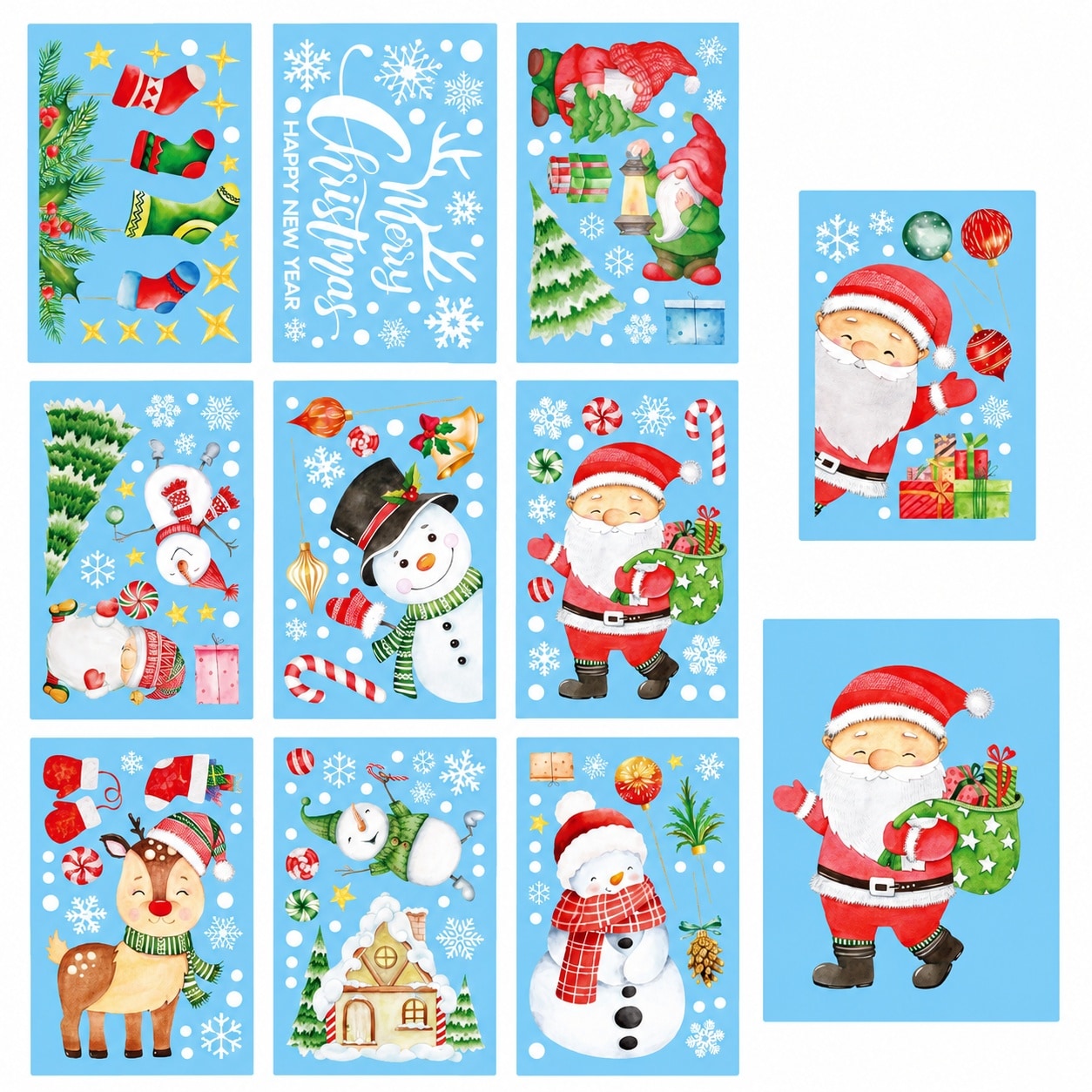 LAIFUCAM Christmas Window Clings 177pcs Santa Claus Snowflake Reindeer ...