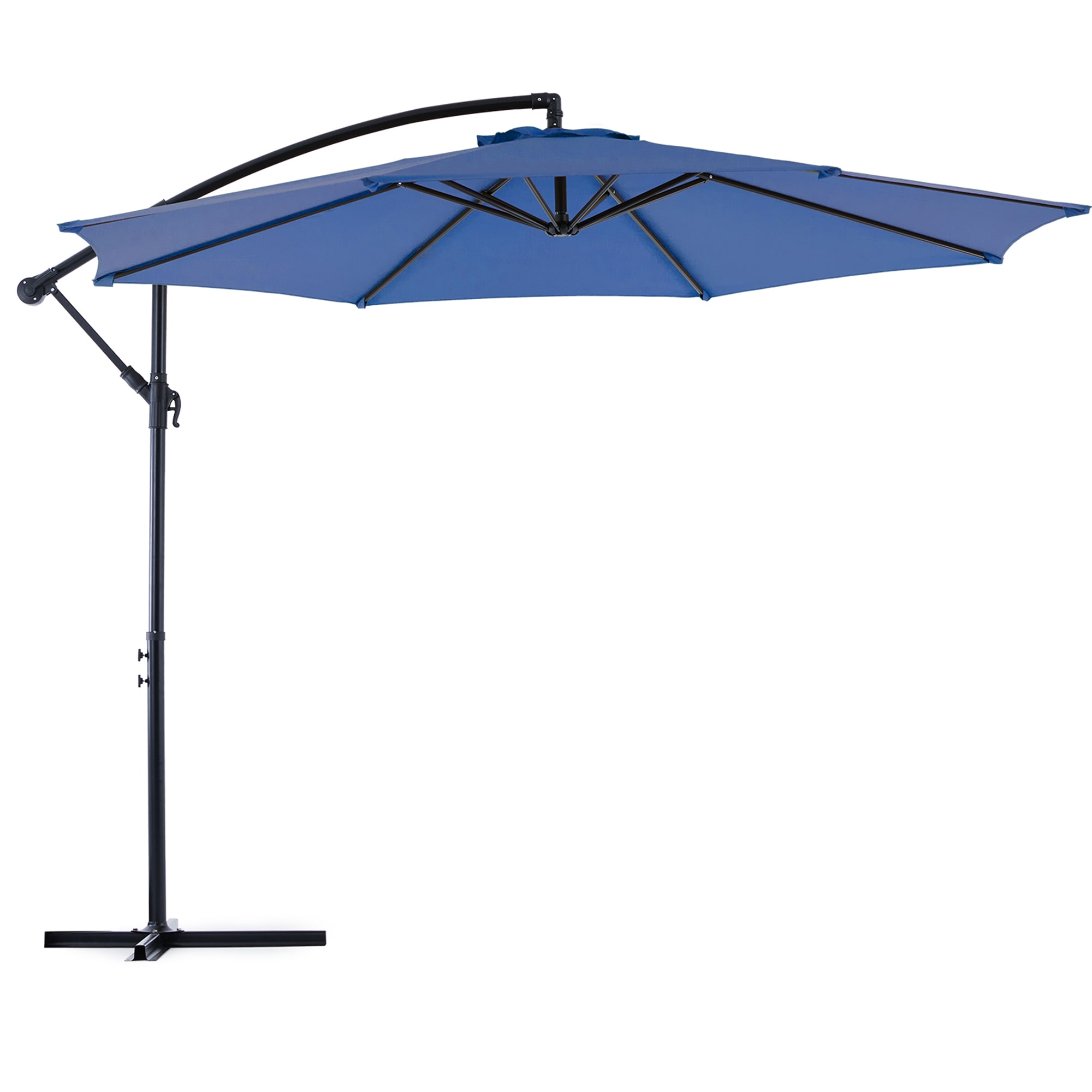 Bybafun 10-ft Iron Blue Crank Cantilever Patio Umbrella in the Patio ...