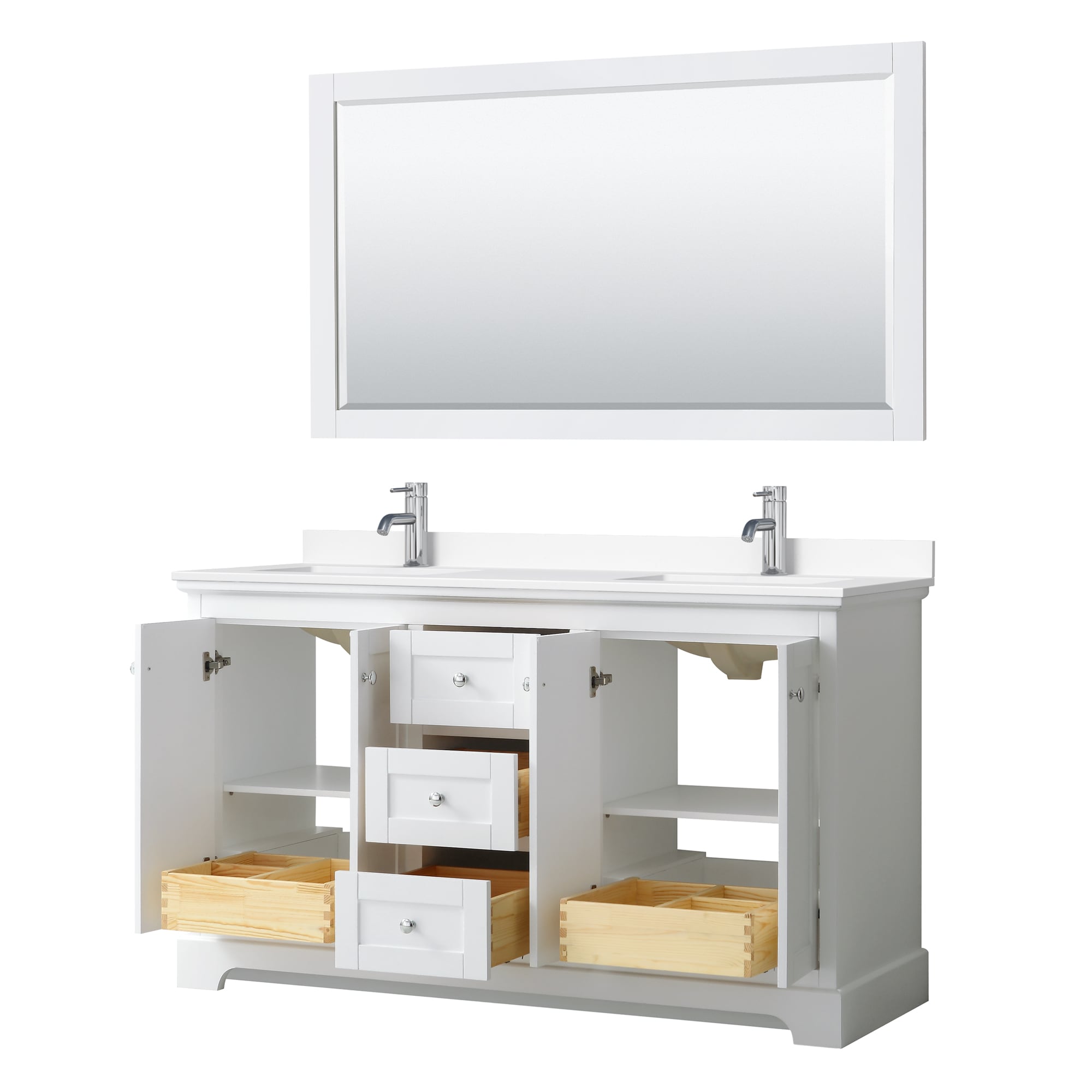 Wyndham Collection Avery 60-in White with Polished Chrome Trim ...