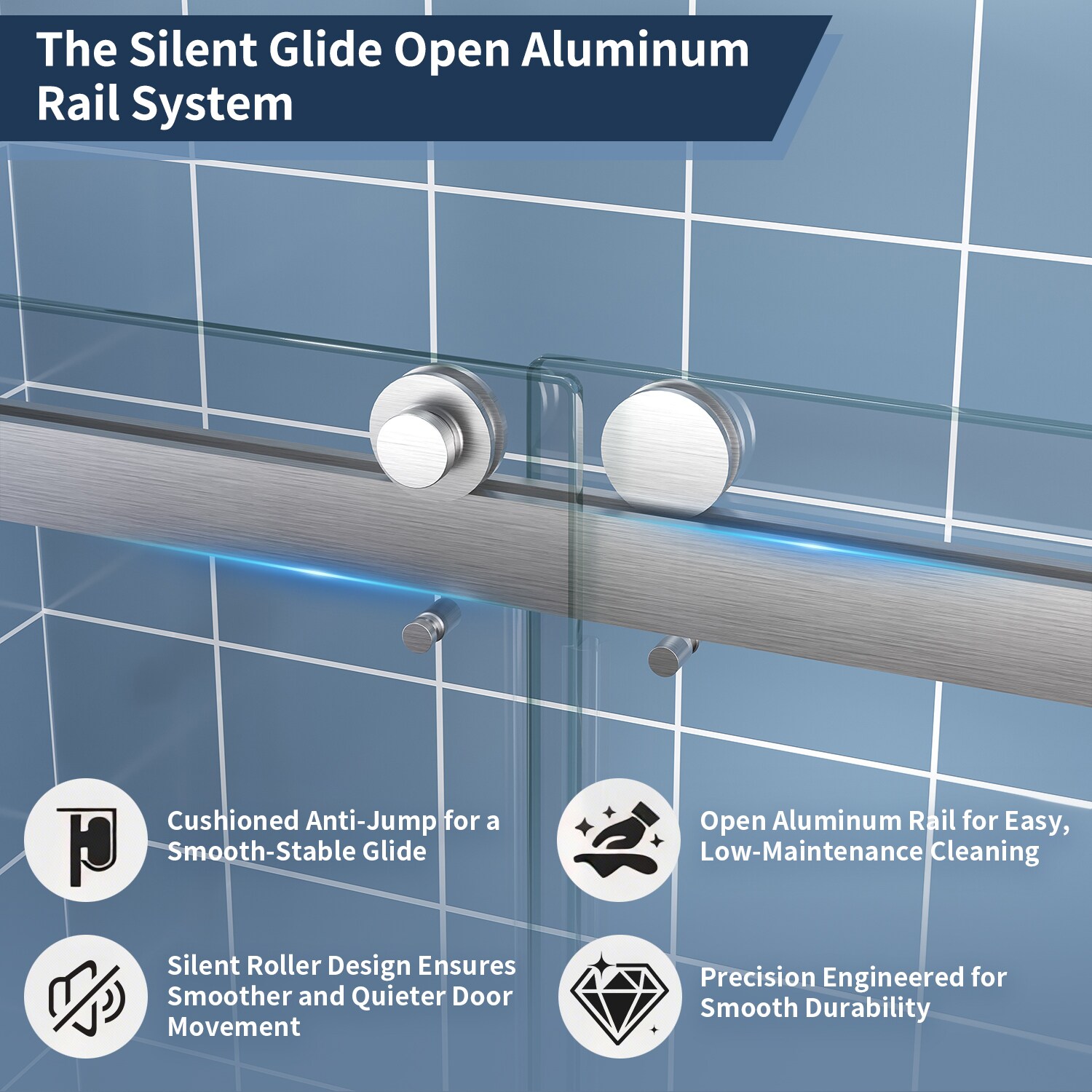 Tipnovla 44-48 in. W x 74 in. H Double Sliding Frameless Anti-Collision ...