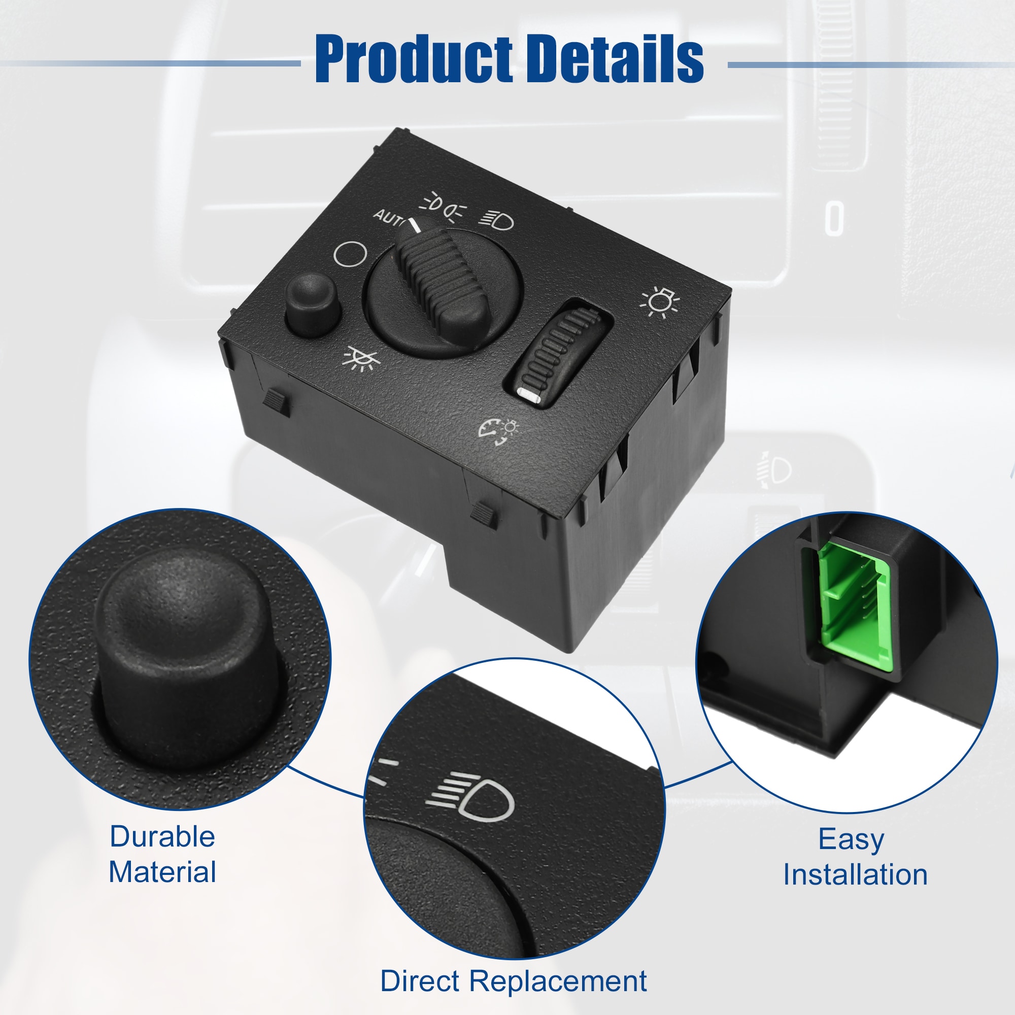 Unique Bargains Car Headlight Switch Headlamp Dimmer Switch Fit for ...