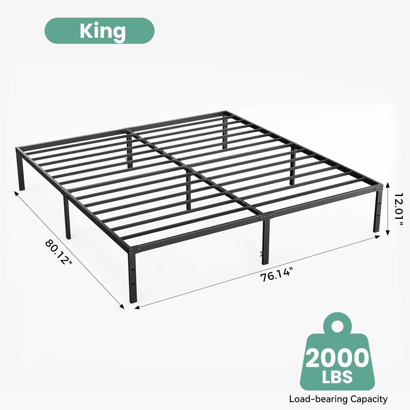 OOU Heavy Duty Metal Platform Bed Frame with Storage No Box Spring ...