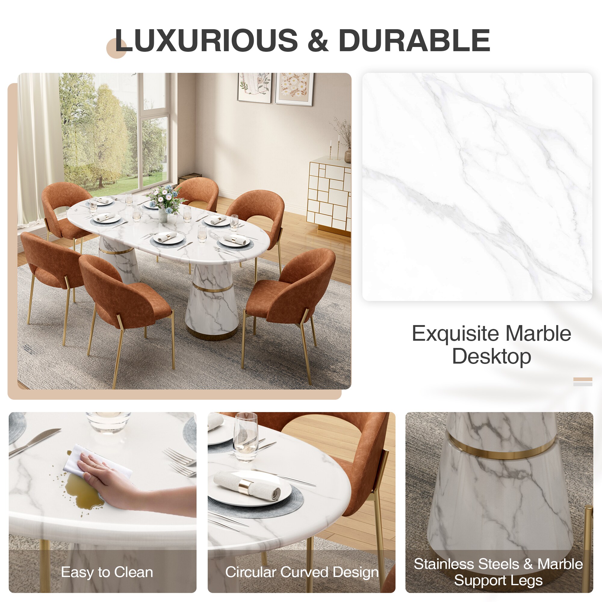 Clihome Brown Chair/White Table Contemporary/Modern Dining Room Set ...