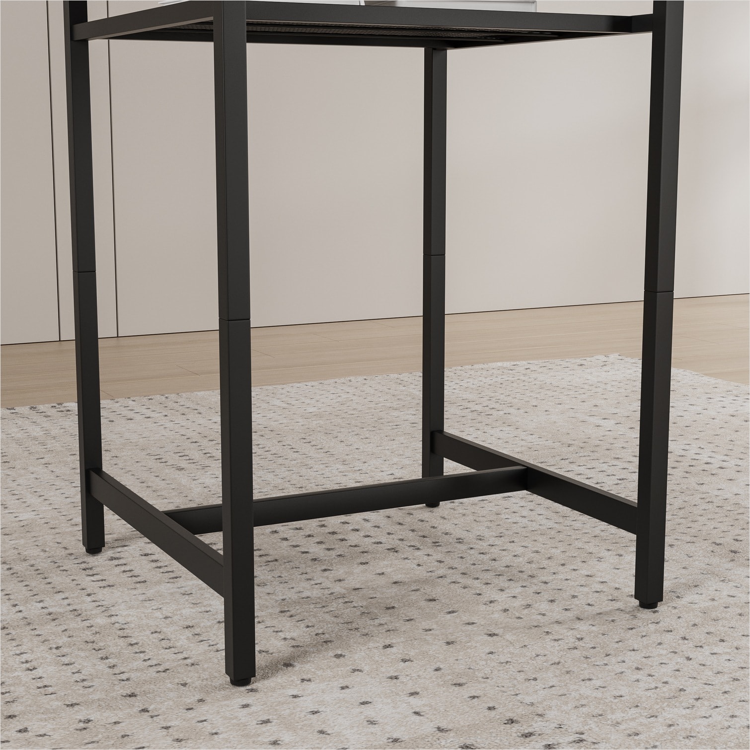 Watnature Neutral Gray MDF and Metal Pub Table Set with Two Stools ...