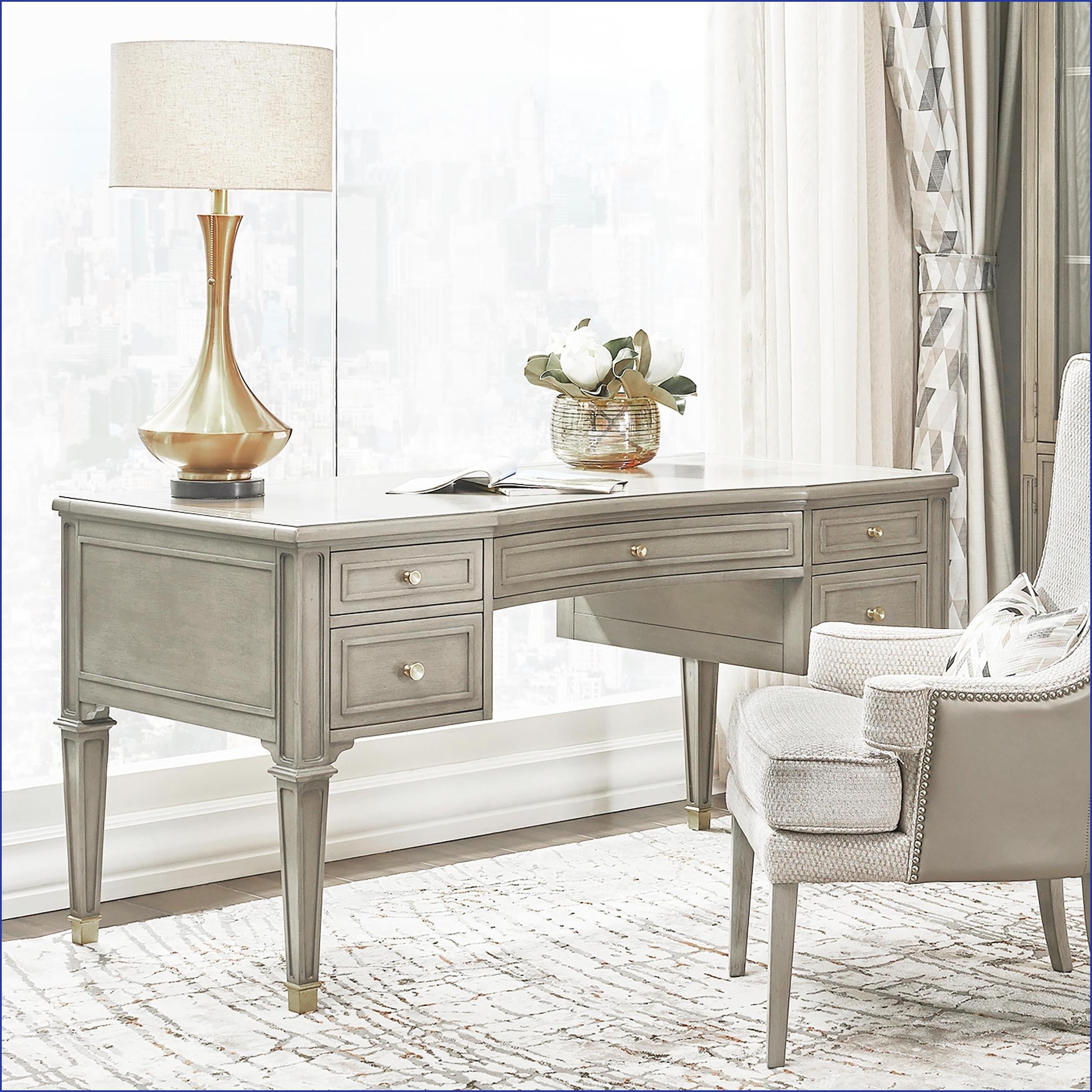 SunJet Desks Executive 5Drawer Gold Accent Desk Grey Cashmere Solid ...