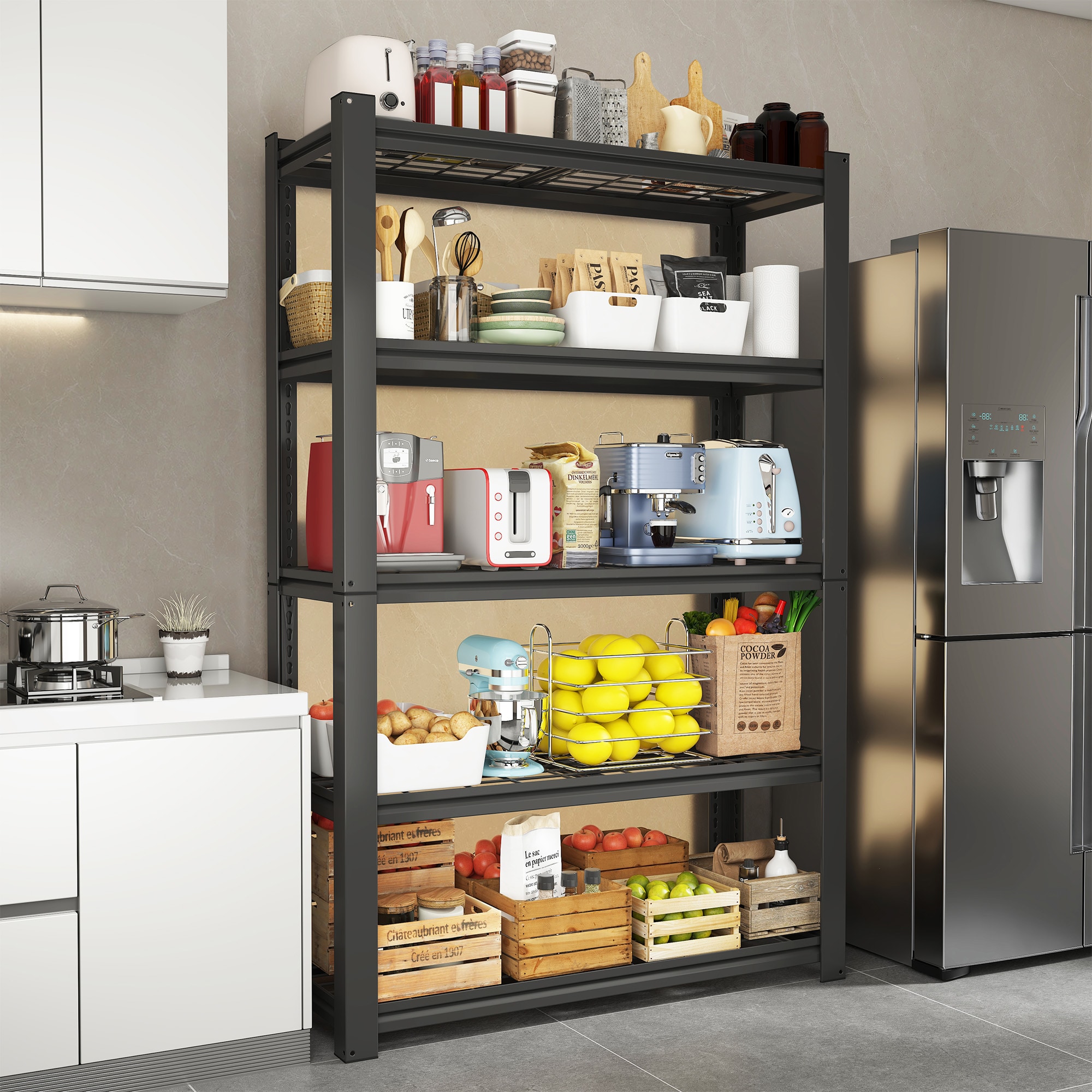 LOVMOR 72 inch H 5-Tier Adjustable Heavy Duty Shelving Metal Mesh ...