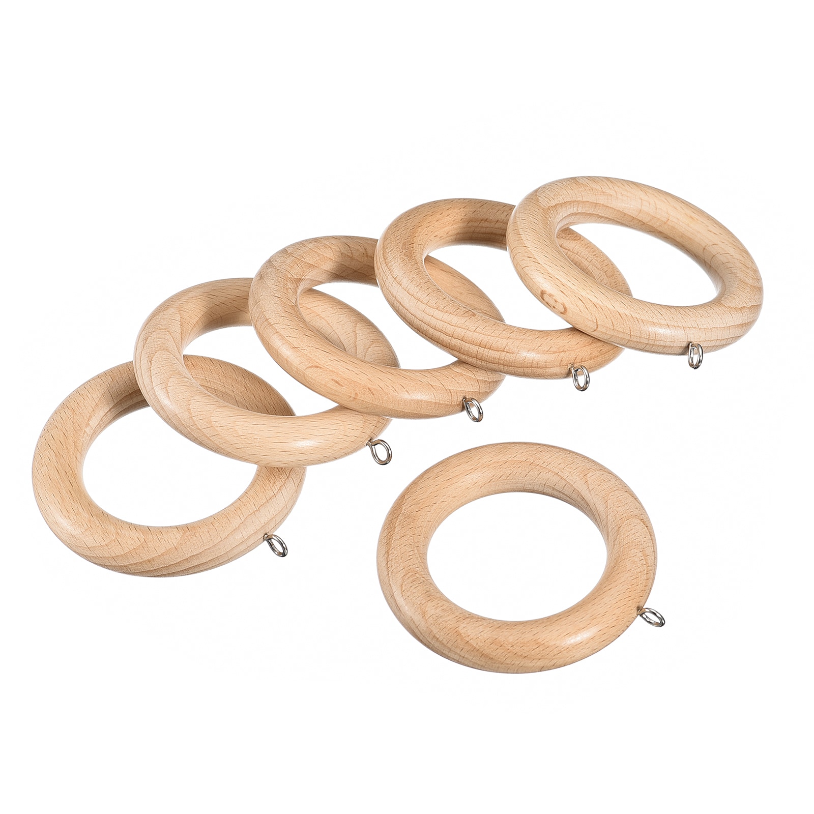 Unique Bargains 6pcs Wooden Curtain Drapery Rings 2.75 Inch Curtain ...