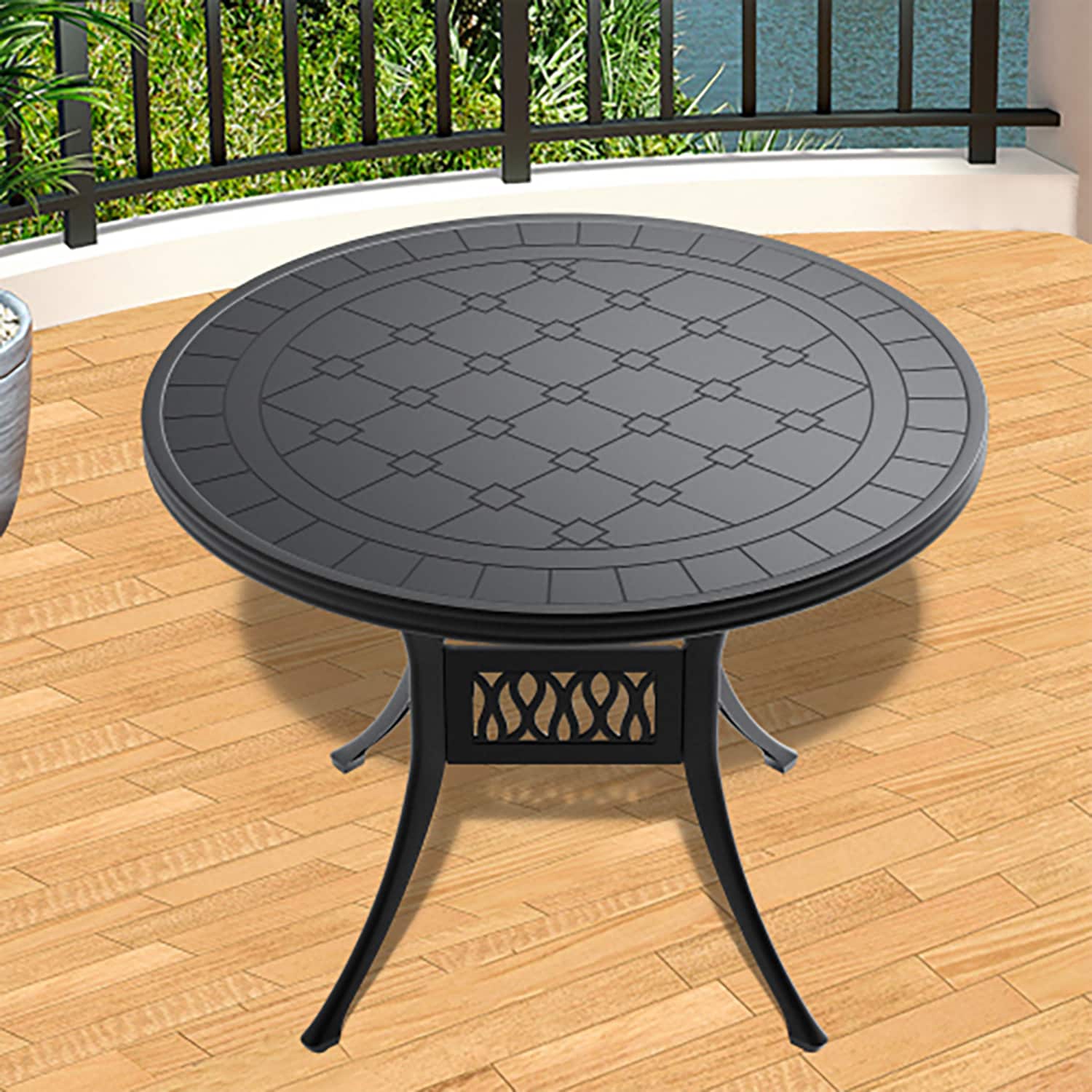30" Round Patio Dining Table with Umbrella Hole Round-Shaped-Table ...