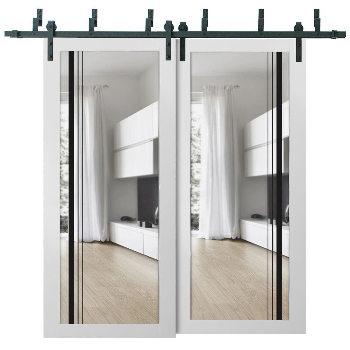 SARTODOORS Interior Barn Bypass Doors - Lucia 2566 White Silk -60 x 96 ...