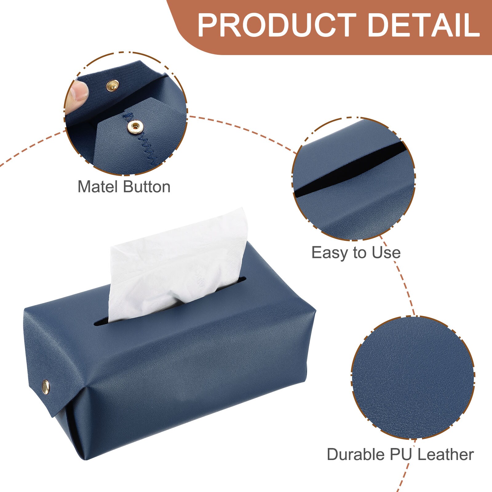 Unique Bargains Tissue Box Cover with Button Rectangle Tissue Box ...