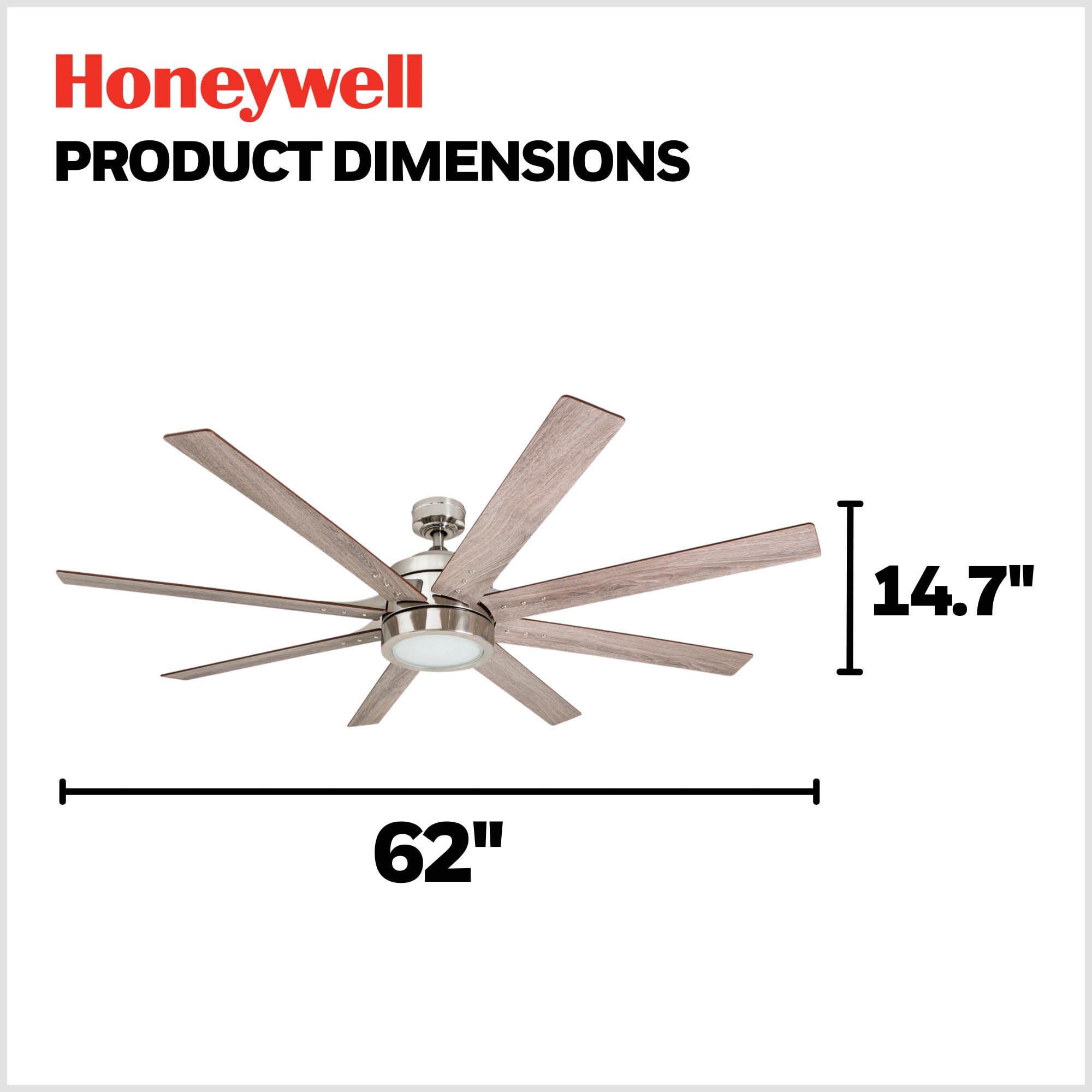 Honeywell Xerxes 62-in Brushed Nickel with Gray Oak/French Oak Blades ...