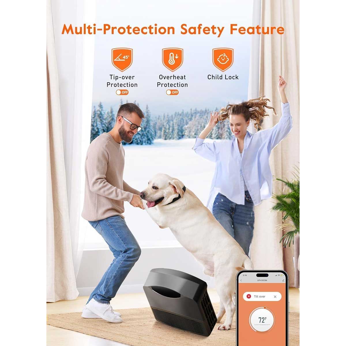 Aoibox 1 Piece Smart Wall Mounted Space Heater 1500W WiFi Remote Alexa ...