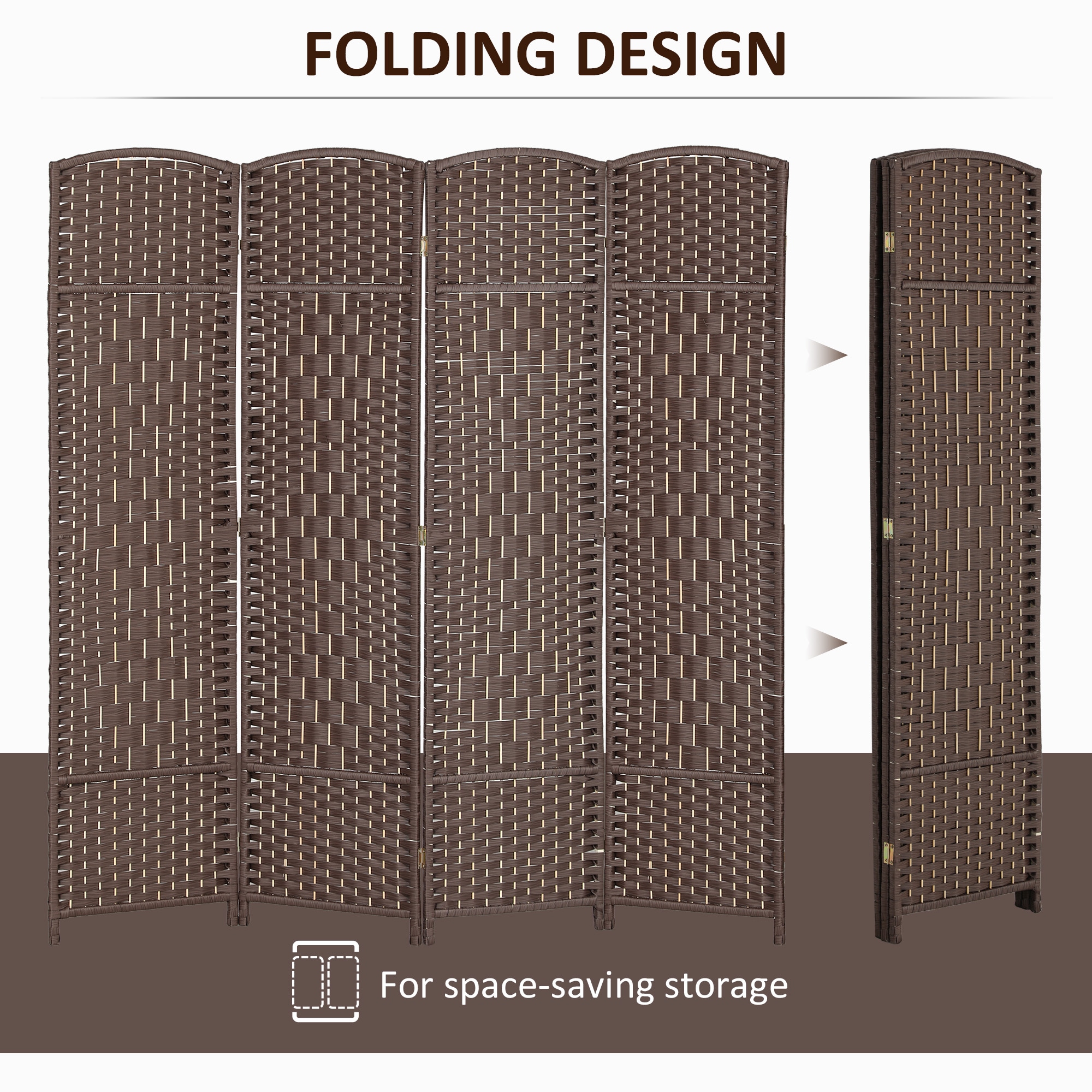 LUXEYARD Freestanding Privacy Partition 6 Inch And 4 Panel With Folding ...