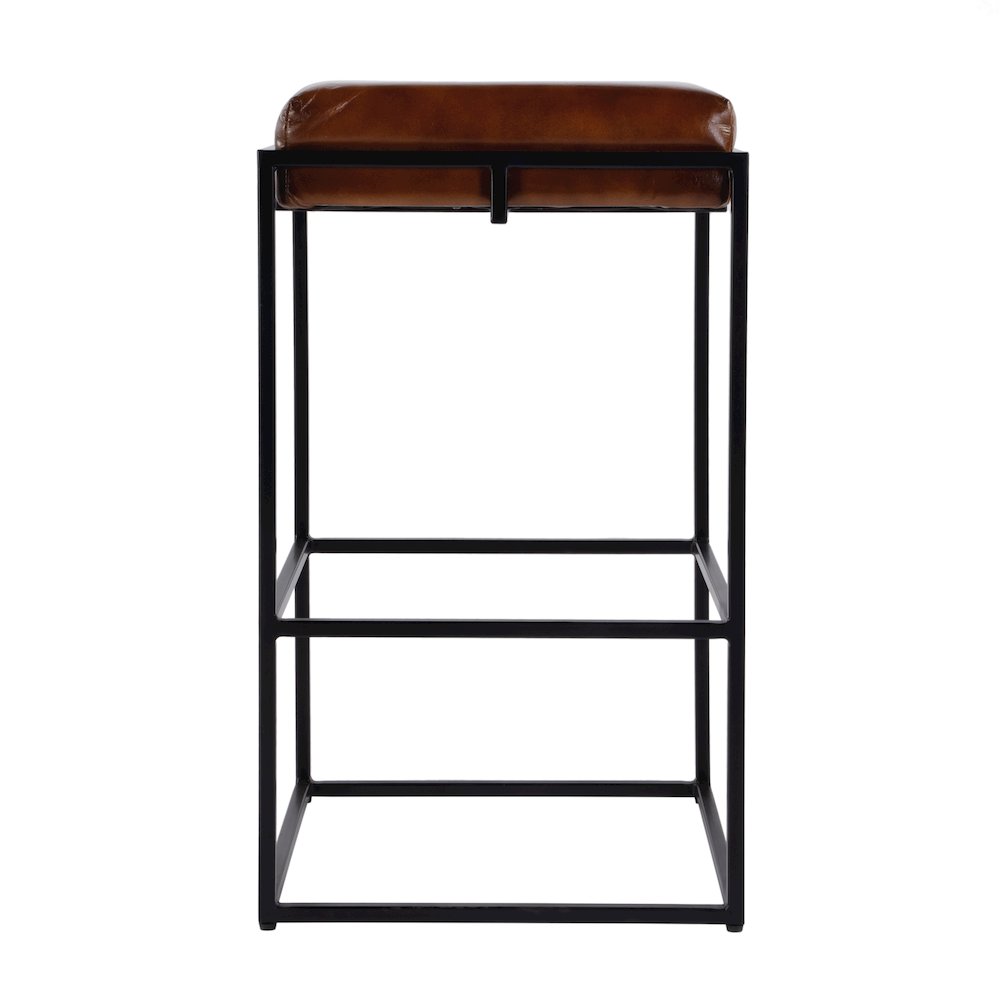 Butler Specialty 31 in. Seat Height Leather and Iron Backless Bar ...