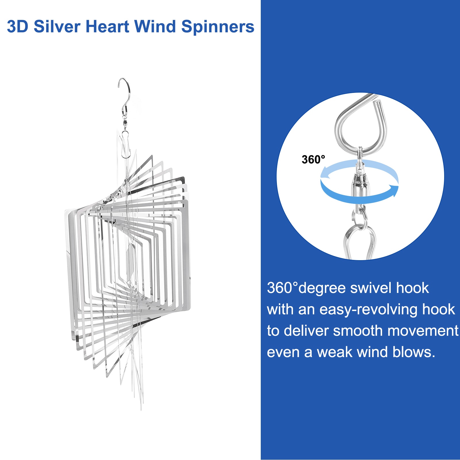 Harfington Wind Spinner Square 9.84x13.39 Inch Stainless Steel ...