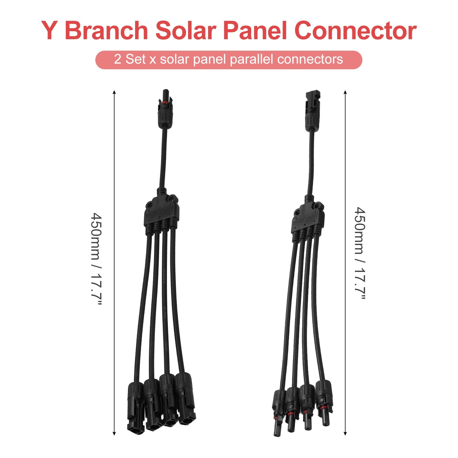 Unique Bargains 2 Set Solar Panel Connector 4 to 1 Y Branch Parallel ...