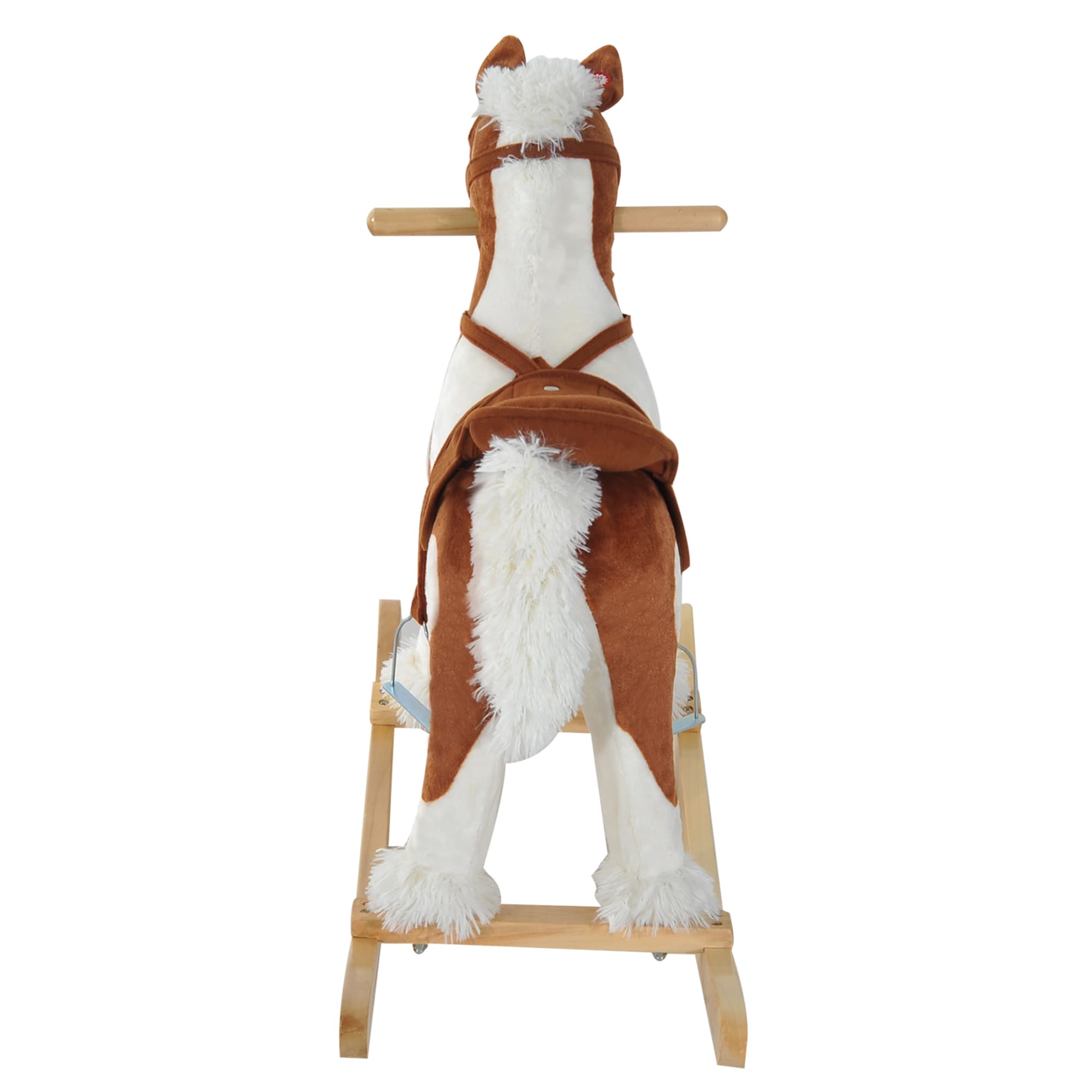 Qaba Wooden Toddler Rocking Horse Kids Plush Rocking Chair Toy with ...